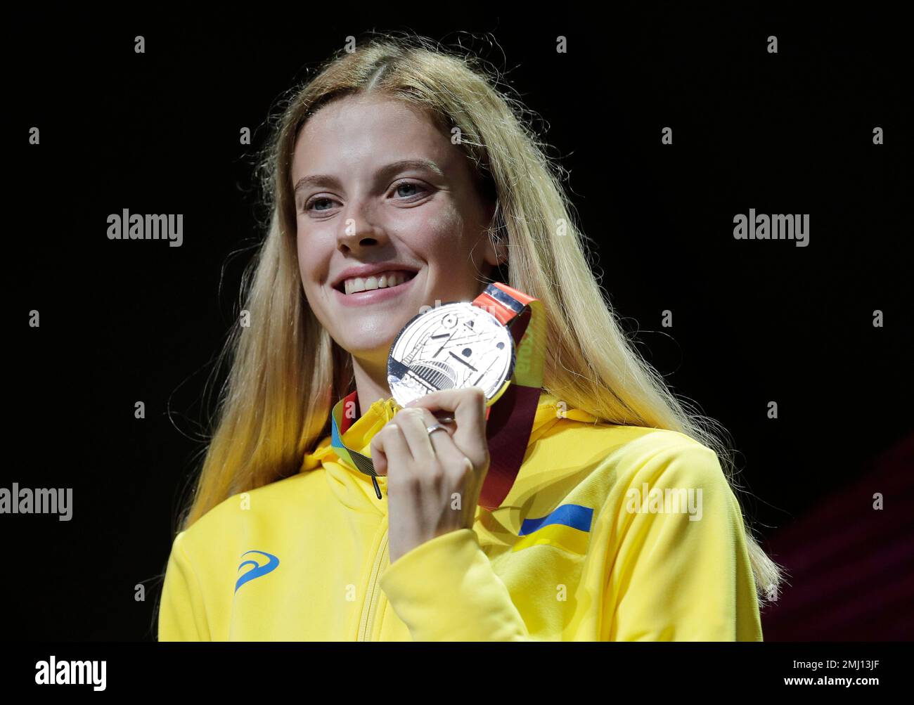 Yaroslava Mahuchikh, of Ukraine, silver medalist in the women's high ...