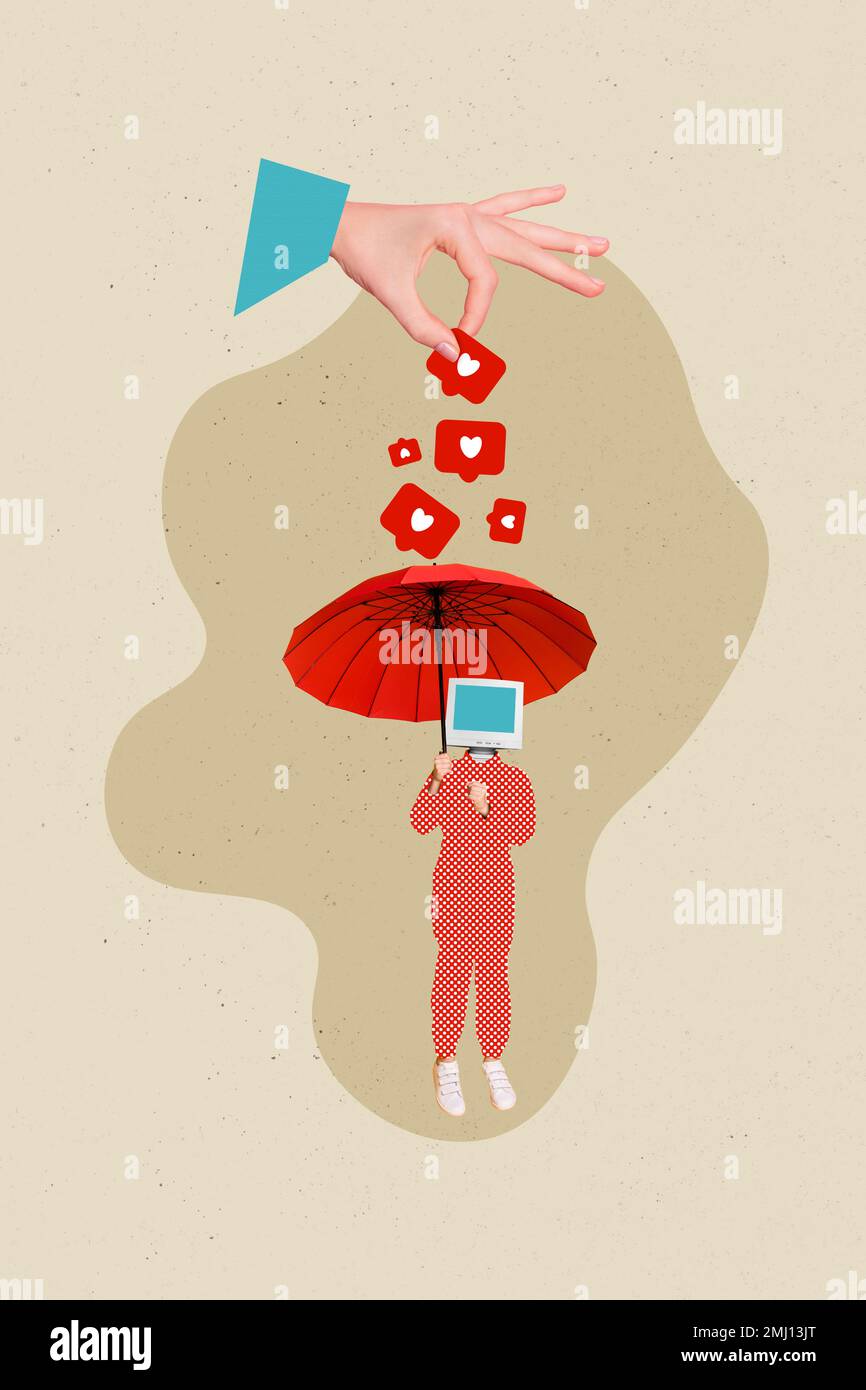 Creative 3d photo collage graphics painting of guy obsolete device ...