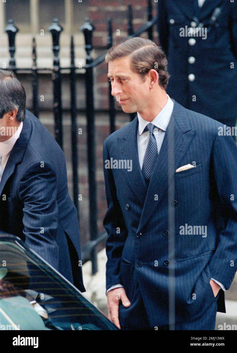 Prince Charles is pictured in front of St Mary's Lindo Wing in the ...