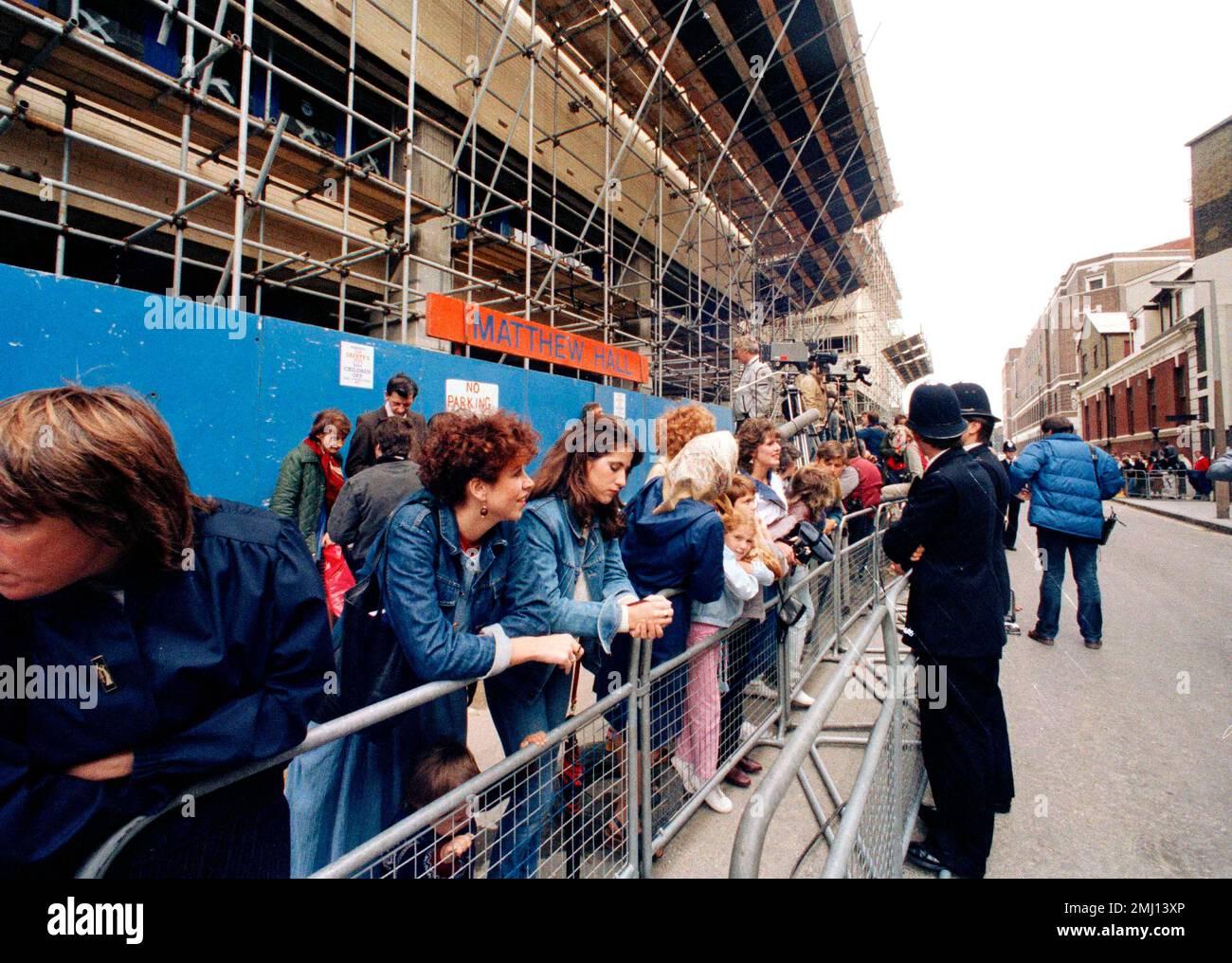 Police barriers keep crowds at bay across the street from St Mary's ...