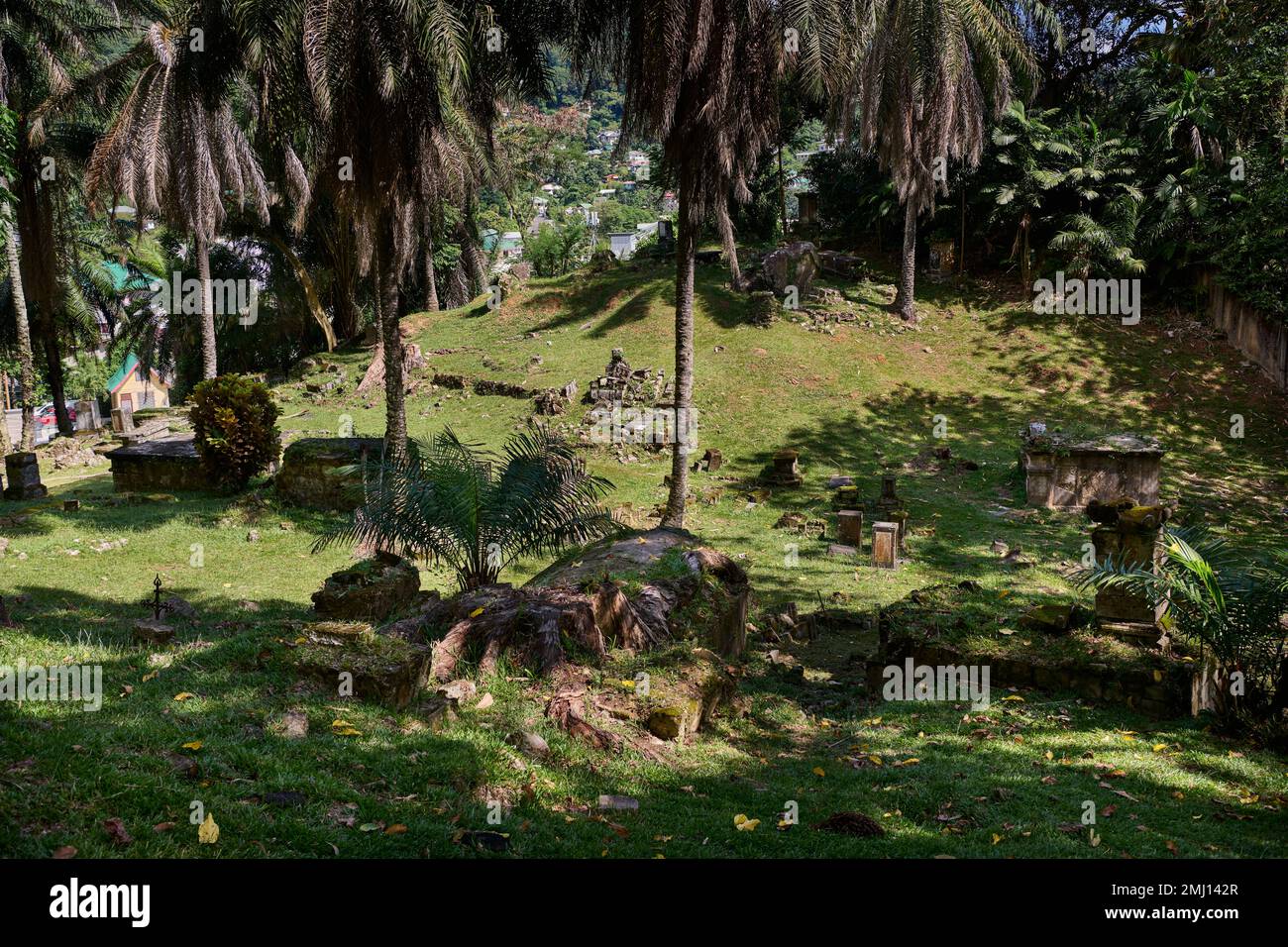 historic colonial-era cemetery, gravestones, tombs and memorials in ...