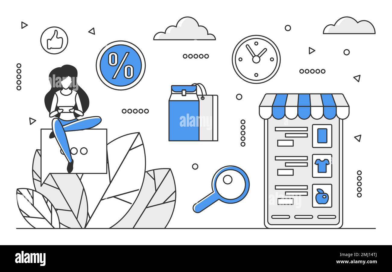 Online shopping store. Ecommerce business, digital shop, ordering ...