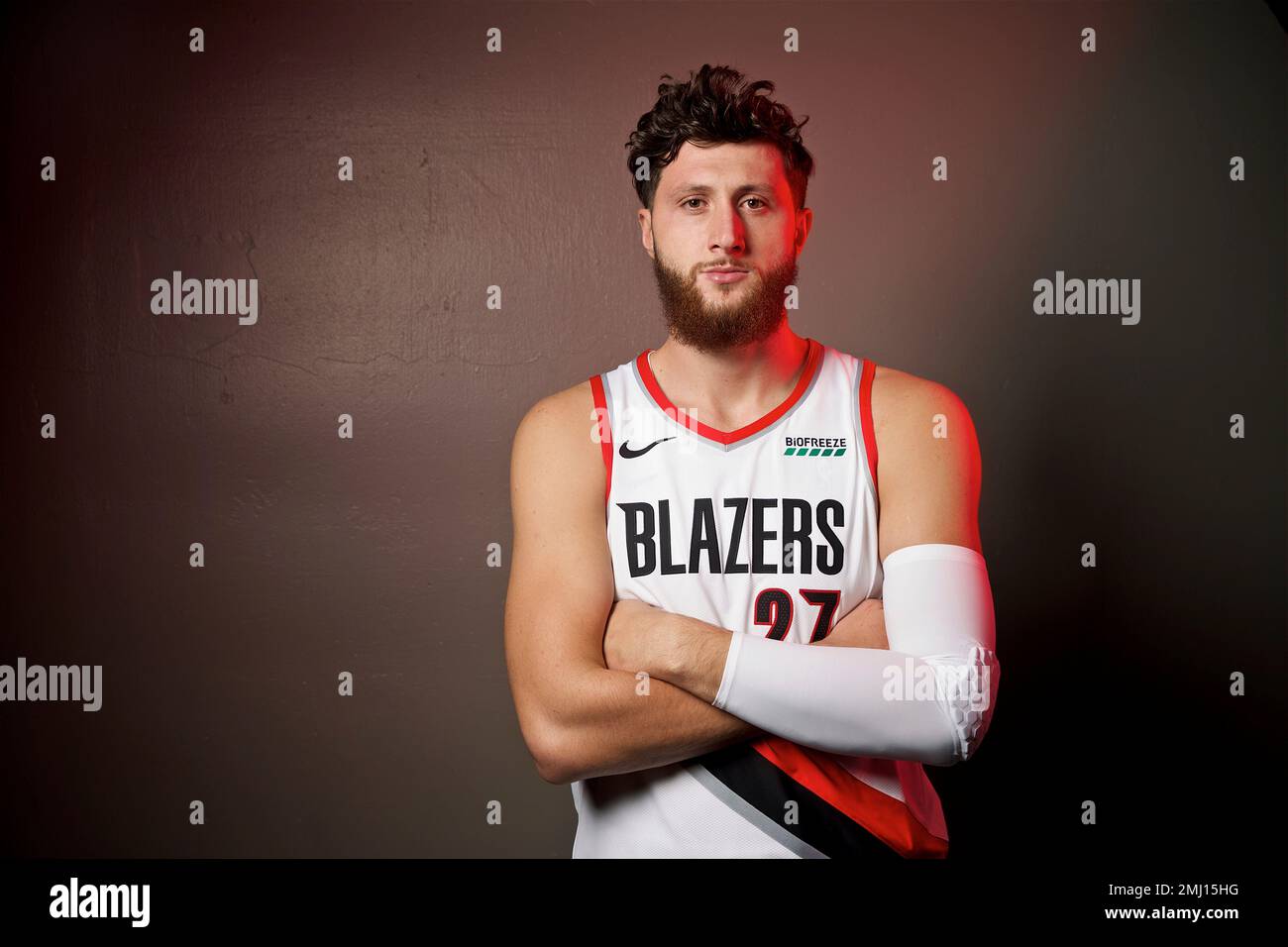 Portland Trail Blazers center Jusuf Nurkic poses during the NBA ... Portland Trail Blazers center Jusuf Nurkic poses during the NBA ...