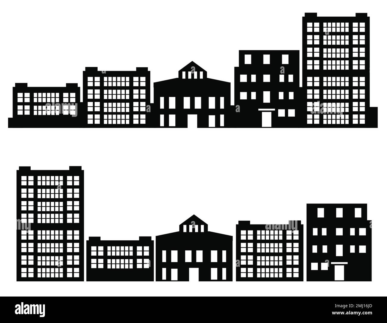 Building vector set illustrations of a silhouette of city structures in ...