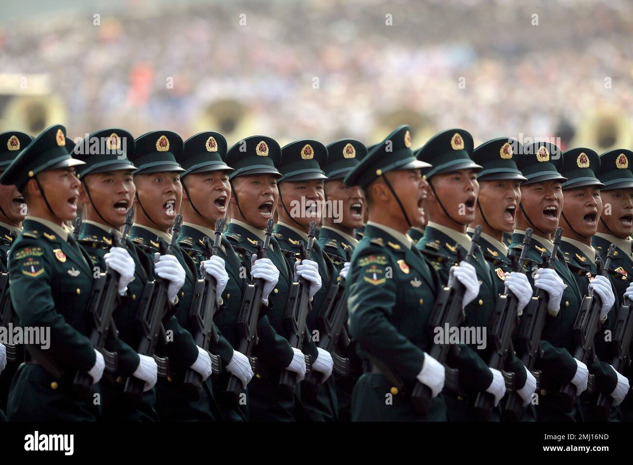Members of China's People's Liberation Army (PLA) Rocket Force let out ...