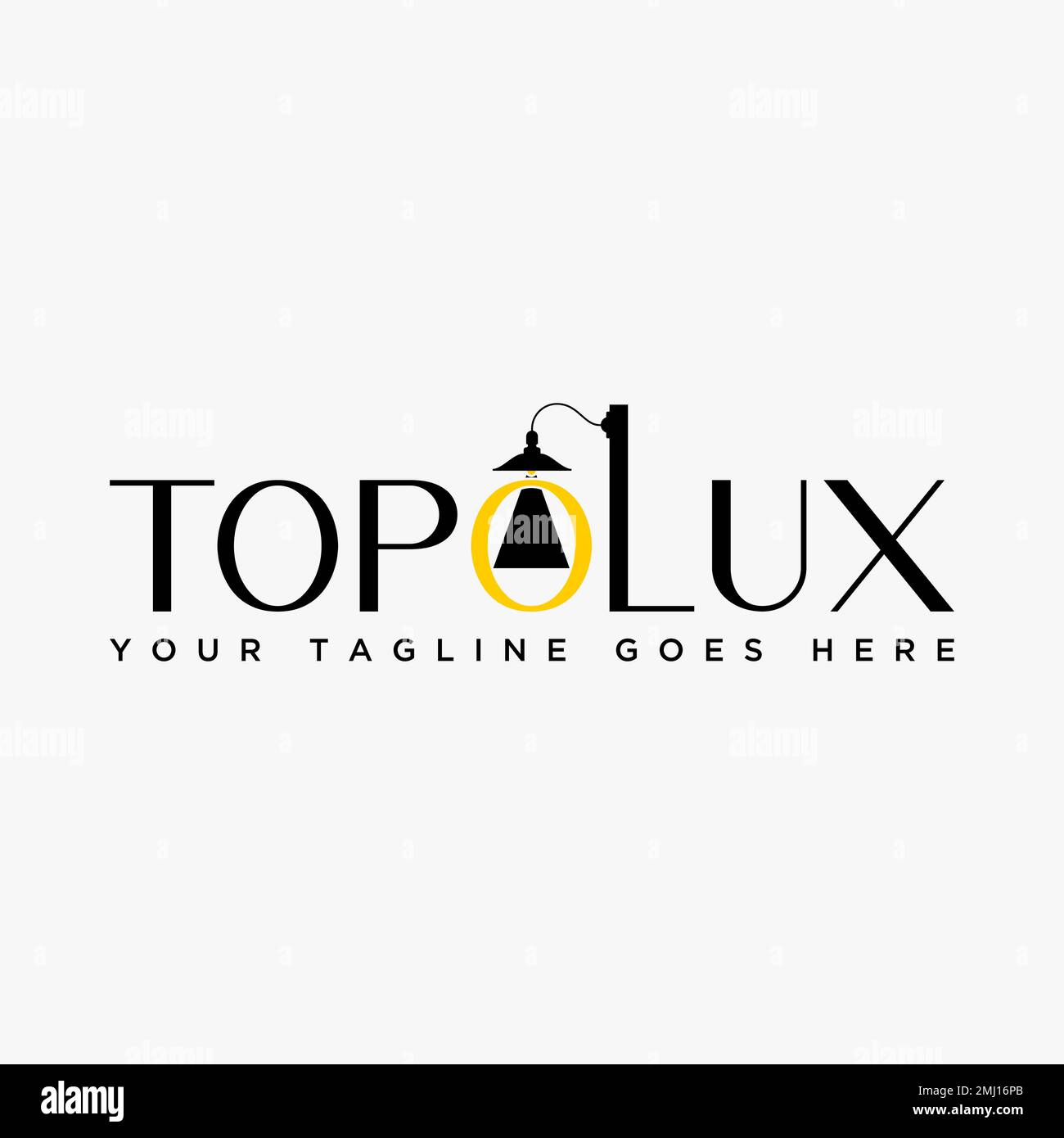 Simple and unique light lamp bulb on letter or word TOP LUX font image ...