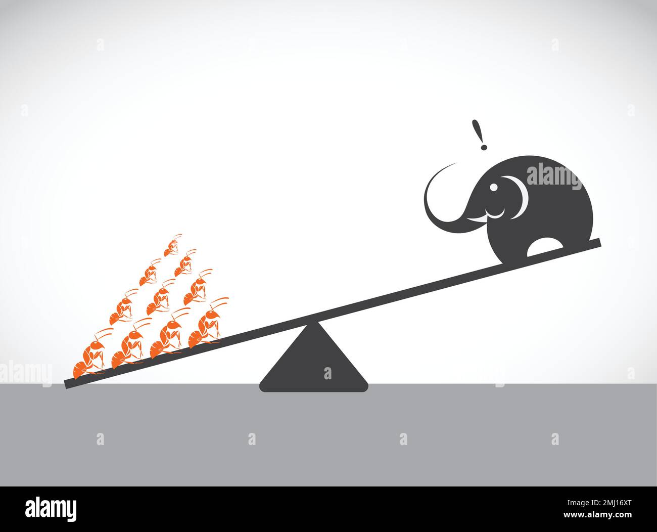 Vector image of an elephant and ant. Weighing concept. Easy editable ...