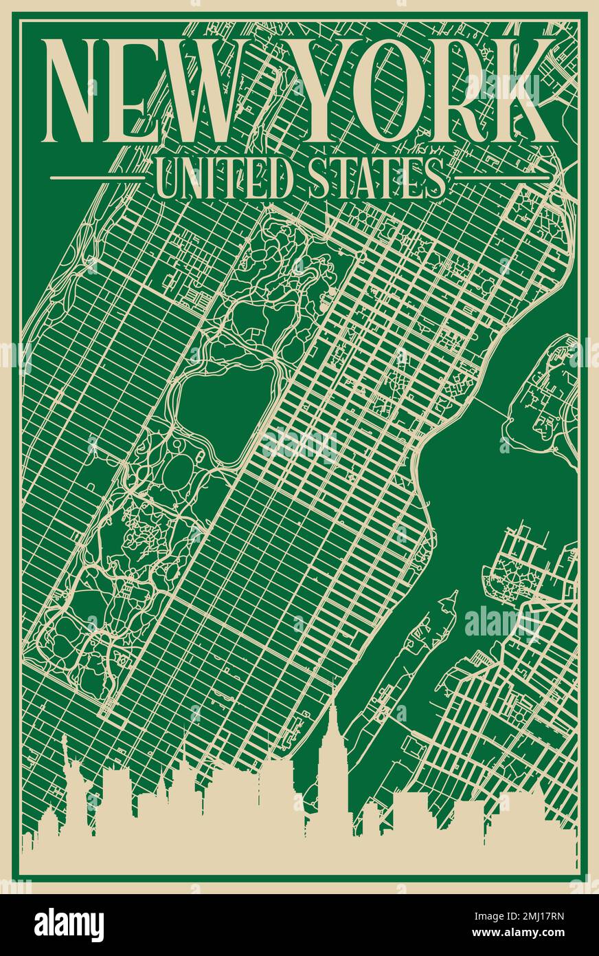 Road network poster of the downtown NEW YORK, UNITED STATES OF AMERICA ...