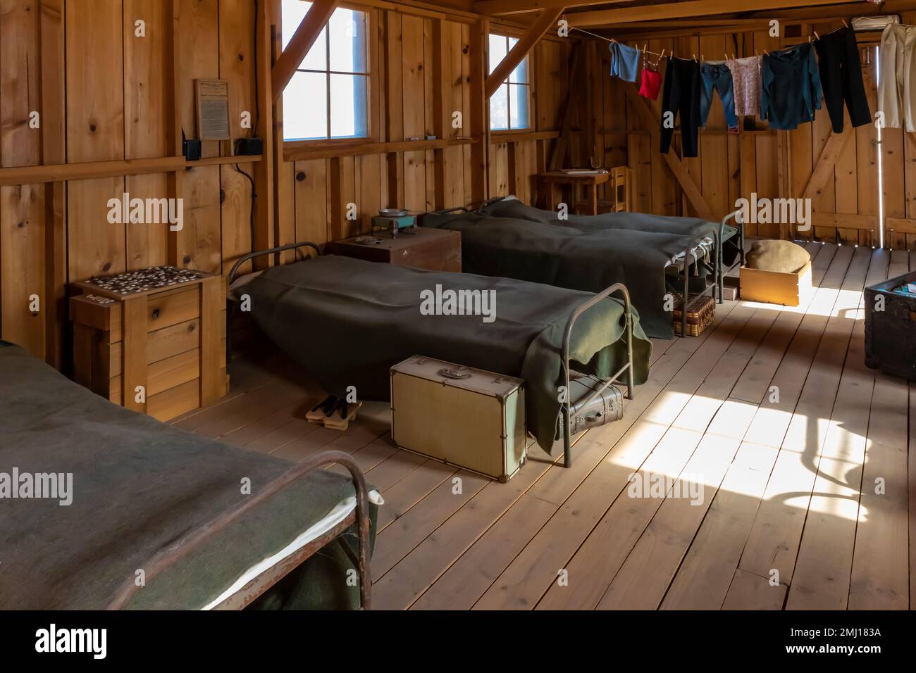 Barracks exhibit at Block 14 at Manzanar National Historic Site, Owens ...