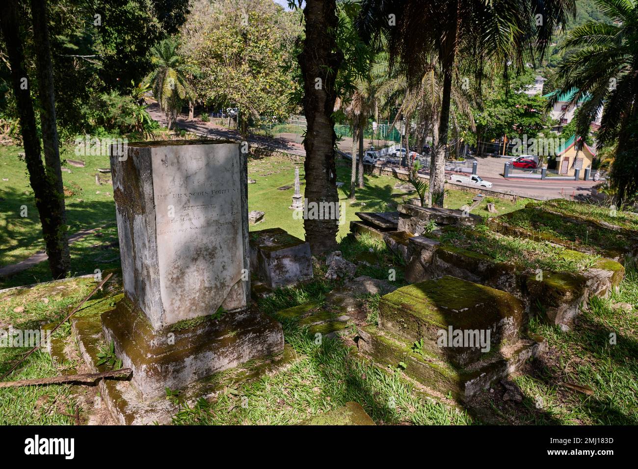historic colonial-era cemetery, gravestones, tombs and memorials in ...