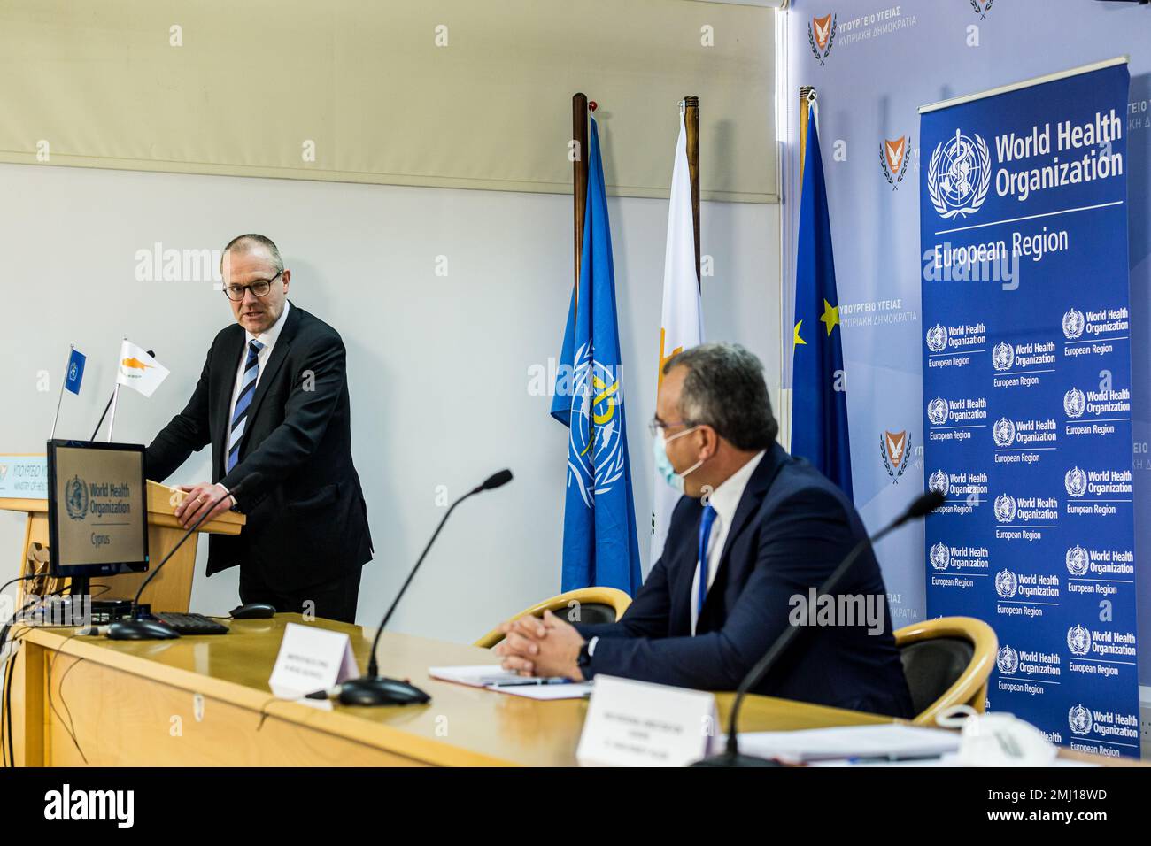 Nicosia, Cyprus. 27th Jan, 2023. Dr. Hans Henri P. Kluge speaks during ...