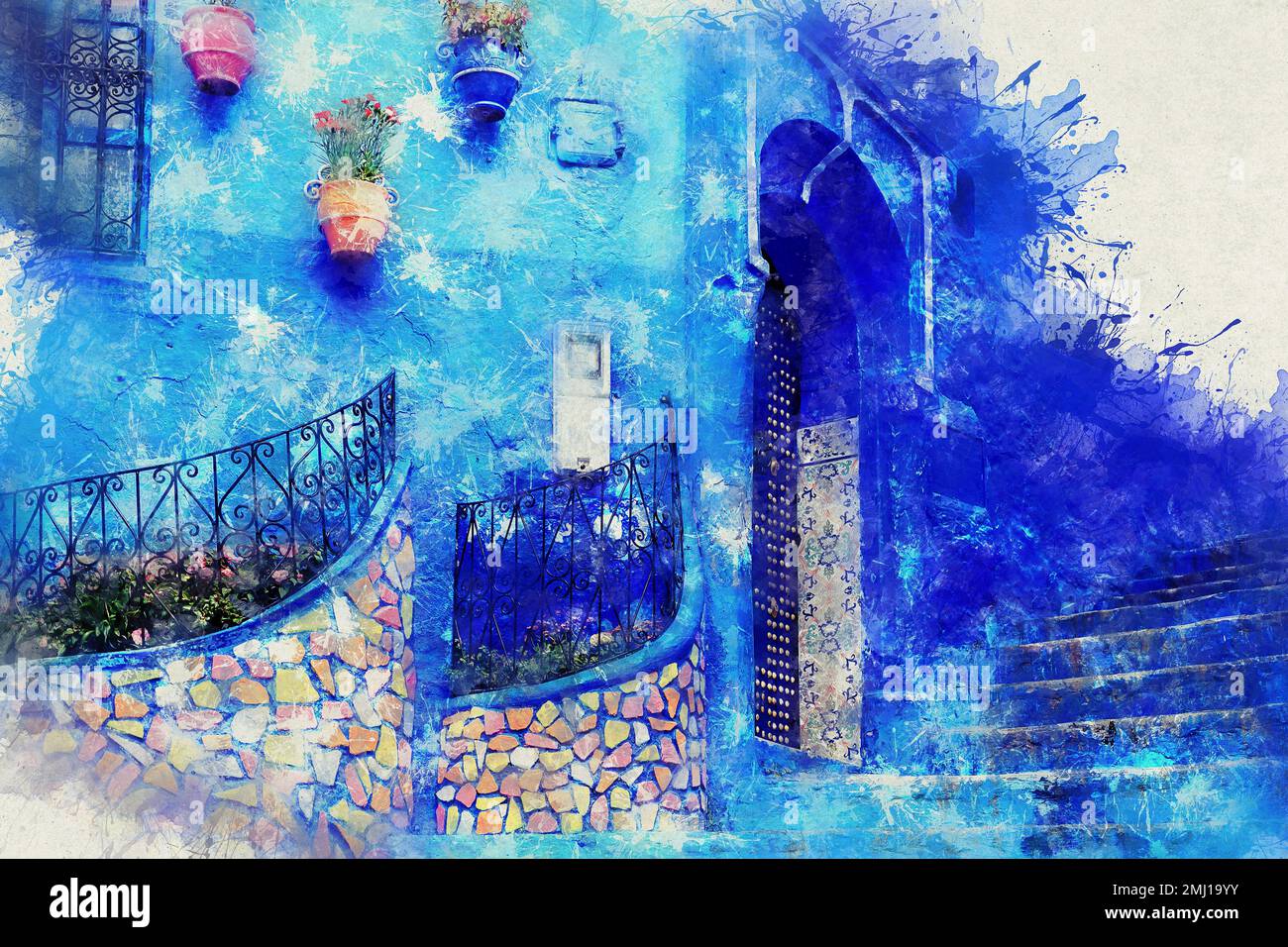 Chefchaouen, a city with blue painted houses. A city with narrow ...