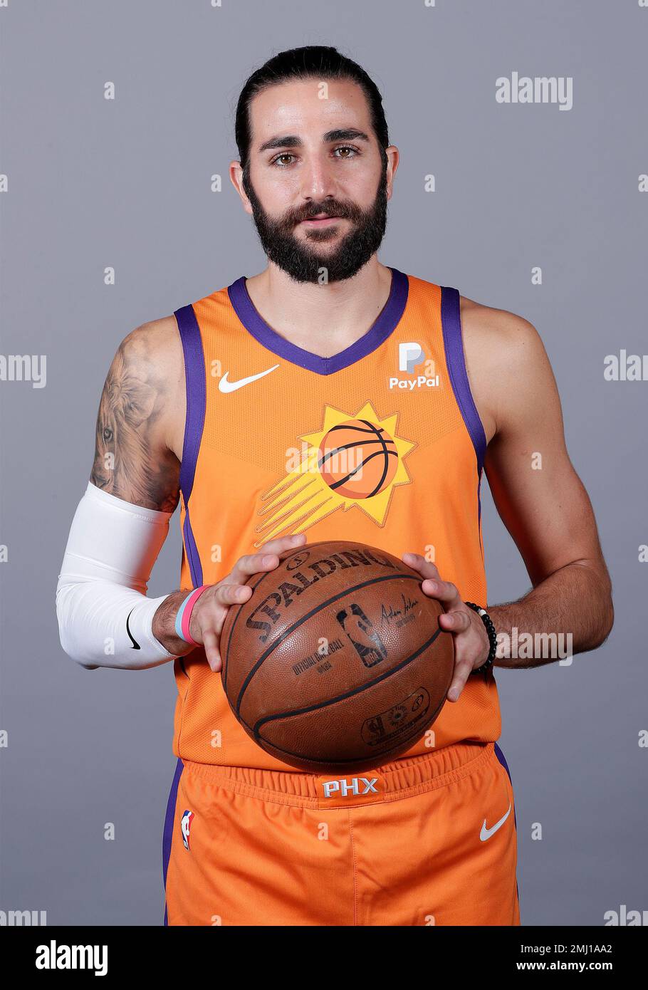 Phoenix Suns' Ricky Rubio poses for a photograph during media day at ...
