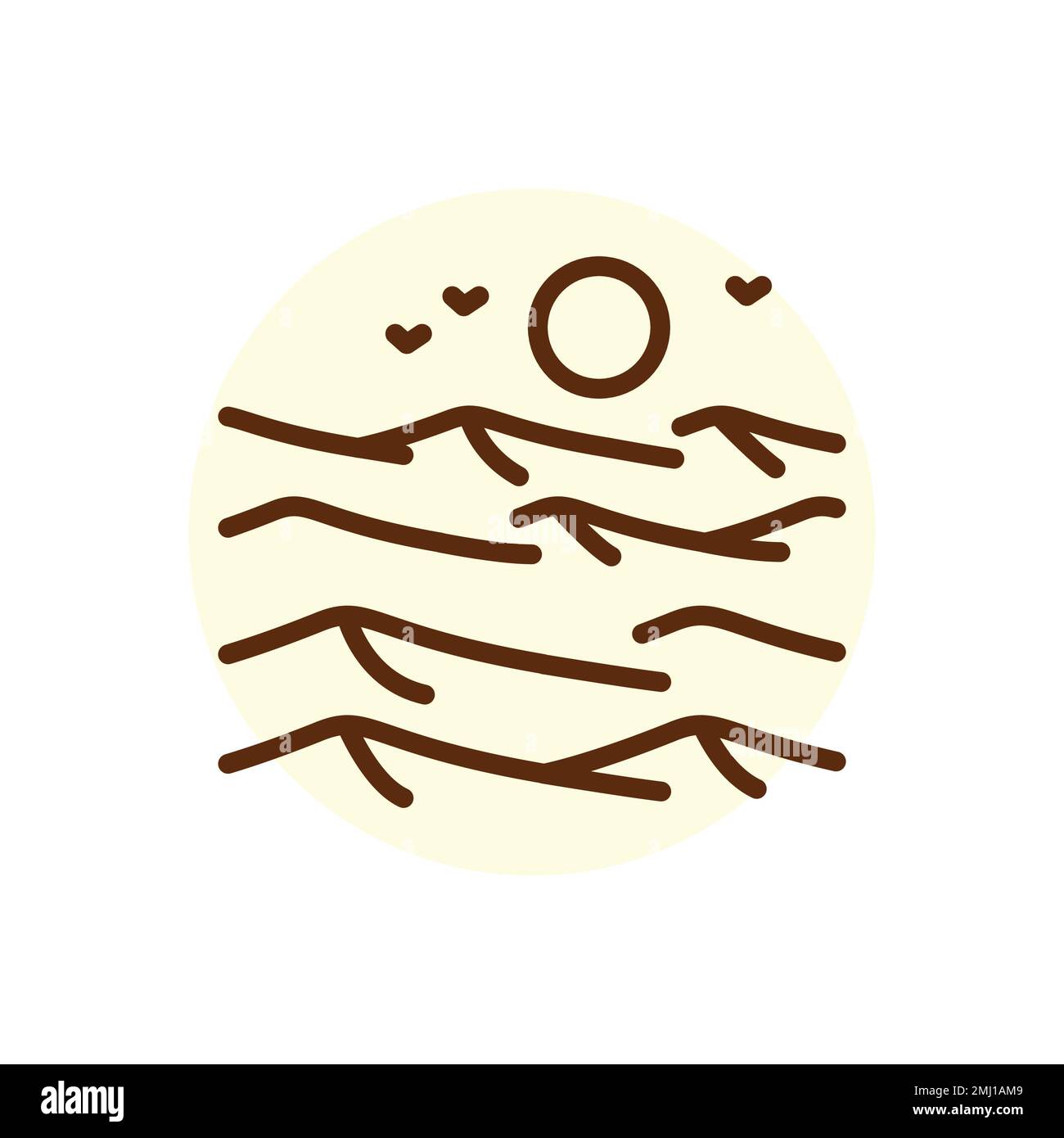 Desert black line icon. Nature landscape. Pictogram for web page Stock ...