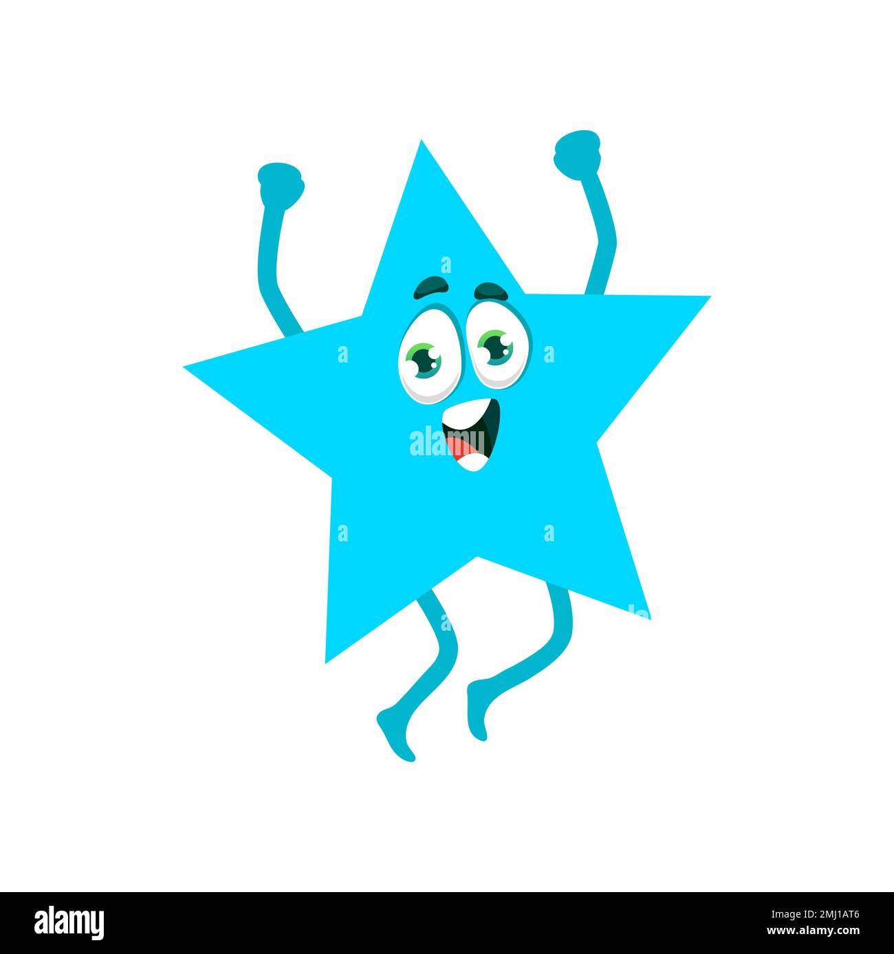 Blue star character, basic math shape, cheerful geometric figure ...