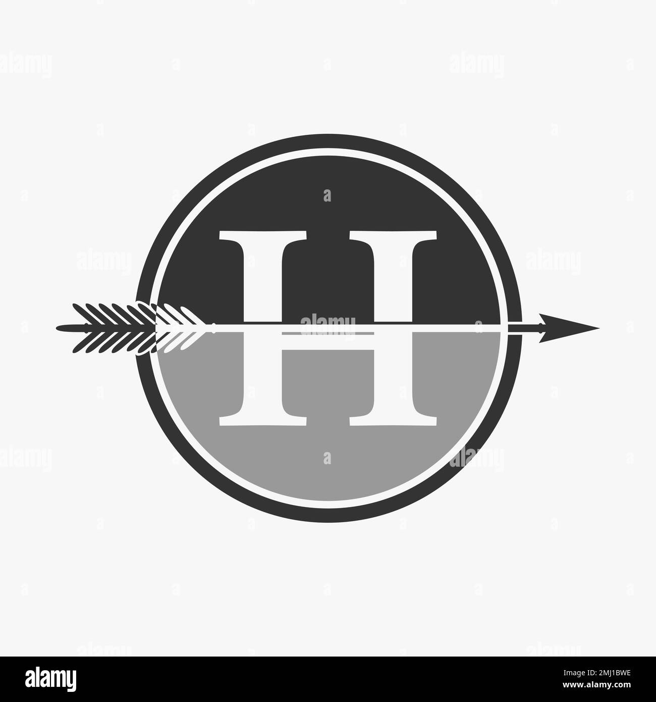 Simple and unique letter or word H serif font with arrow and bird on ...