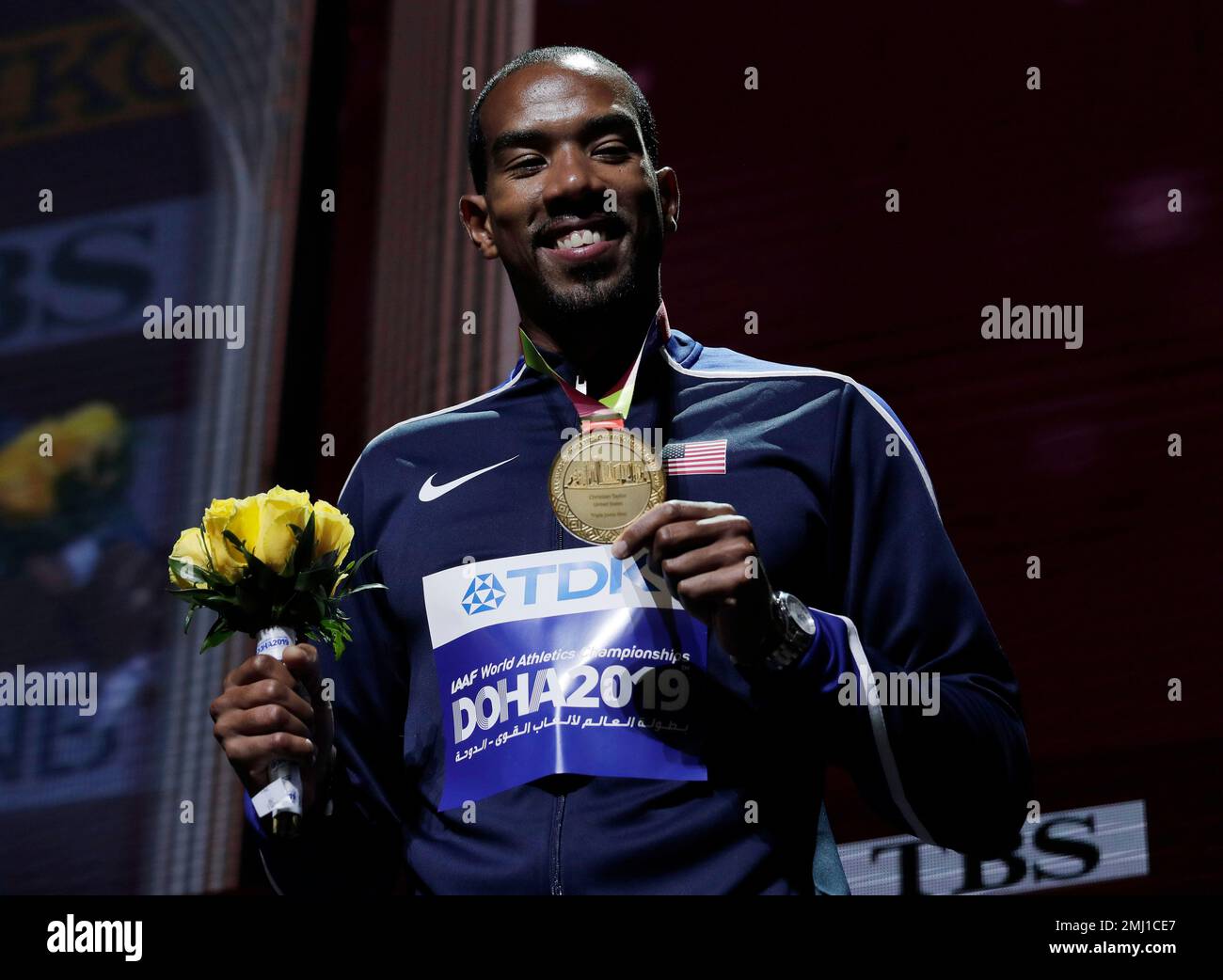 Christian Taylor of the United States, gold medalist in the men's ...
