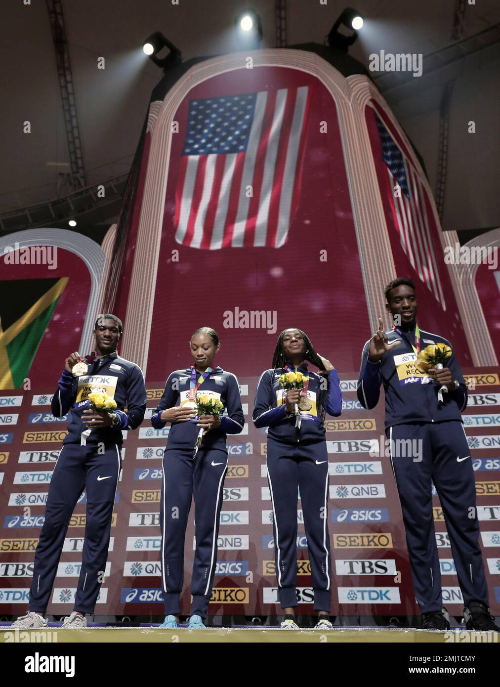 The gold medal winning United States team of Wilbert London, Allyson ...