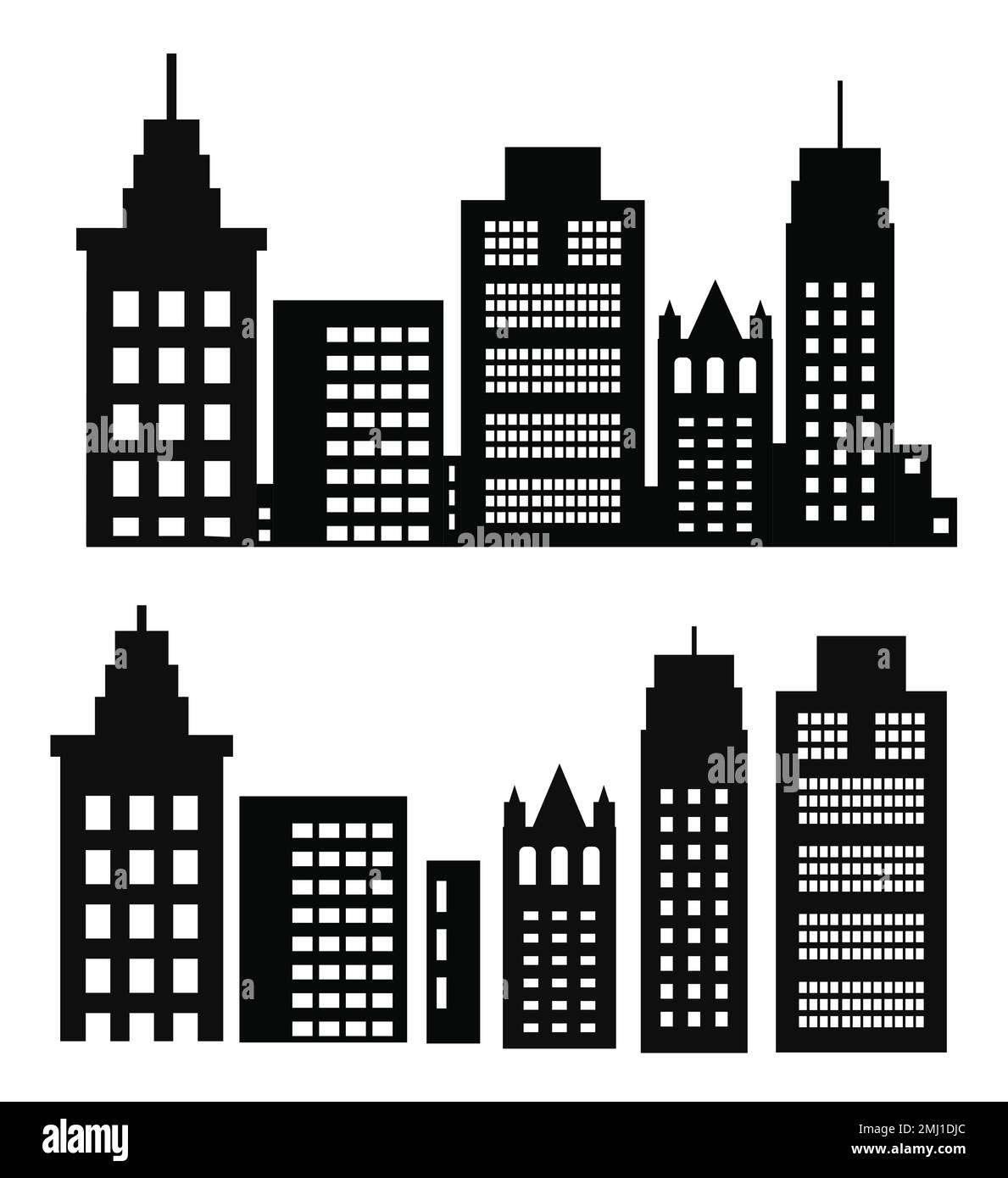 Building vector set illustrations of a silhouette of city structures in ...