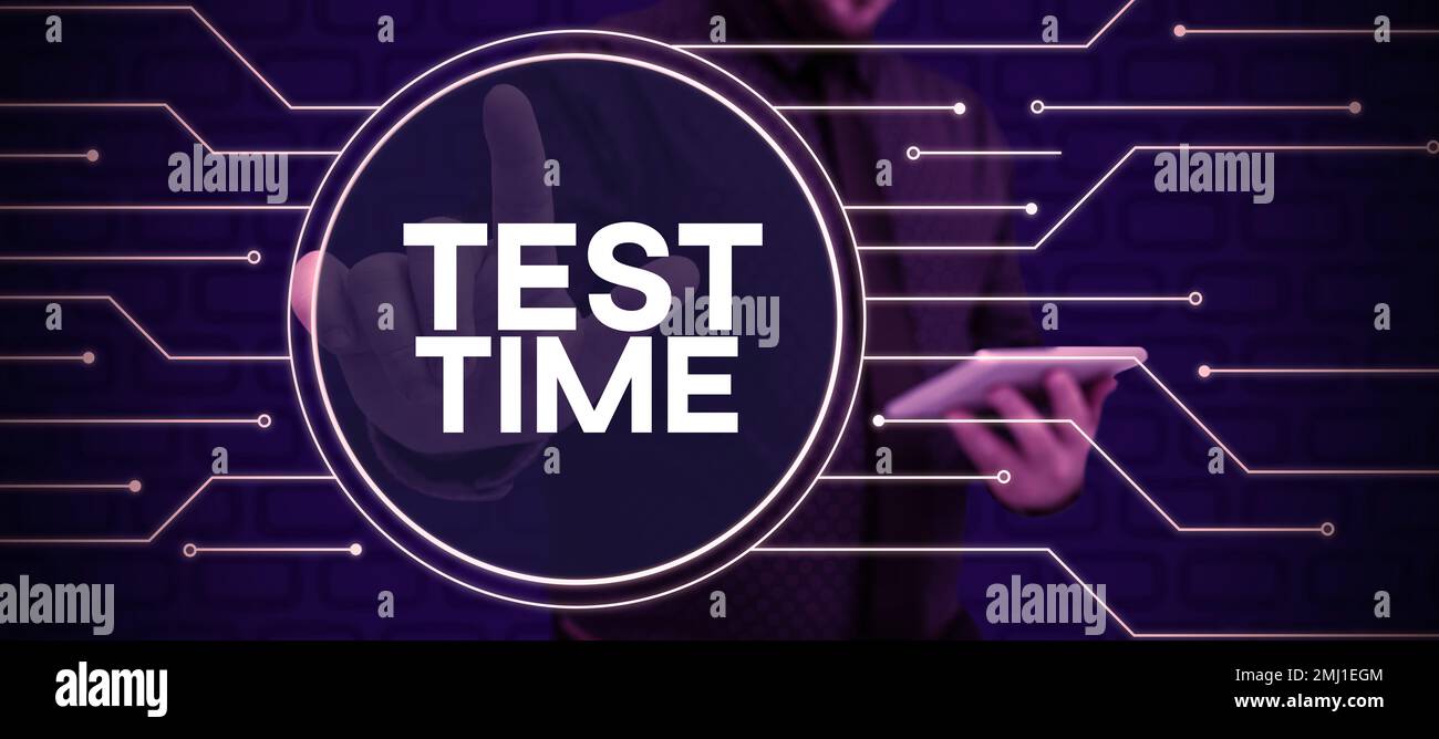 Text caption presenting Test Time, Word for Moment to take an ...
