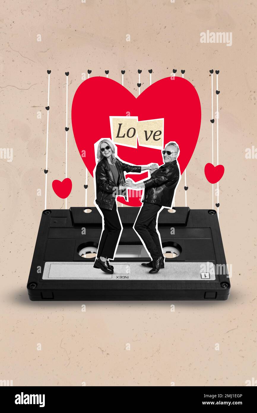 Collage artwork graphics picture of senior couple dancing having fun ...