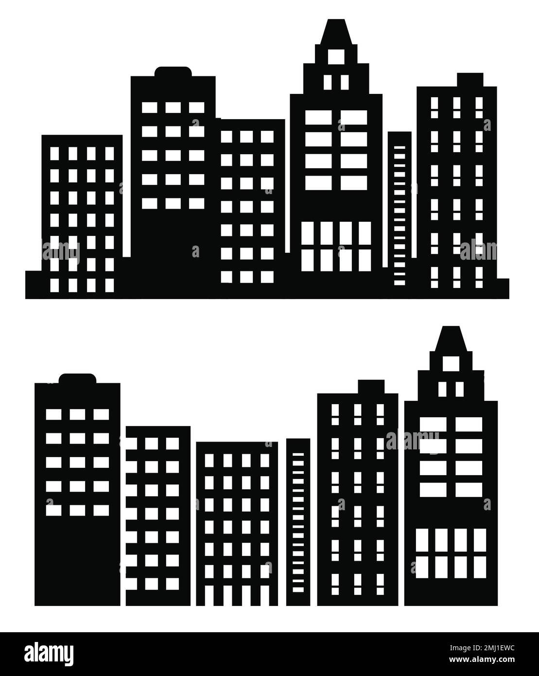 Building vector set illustrations of a silhouette of city structures in ...