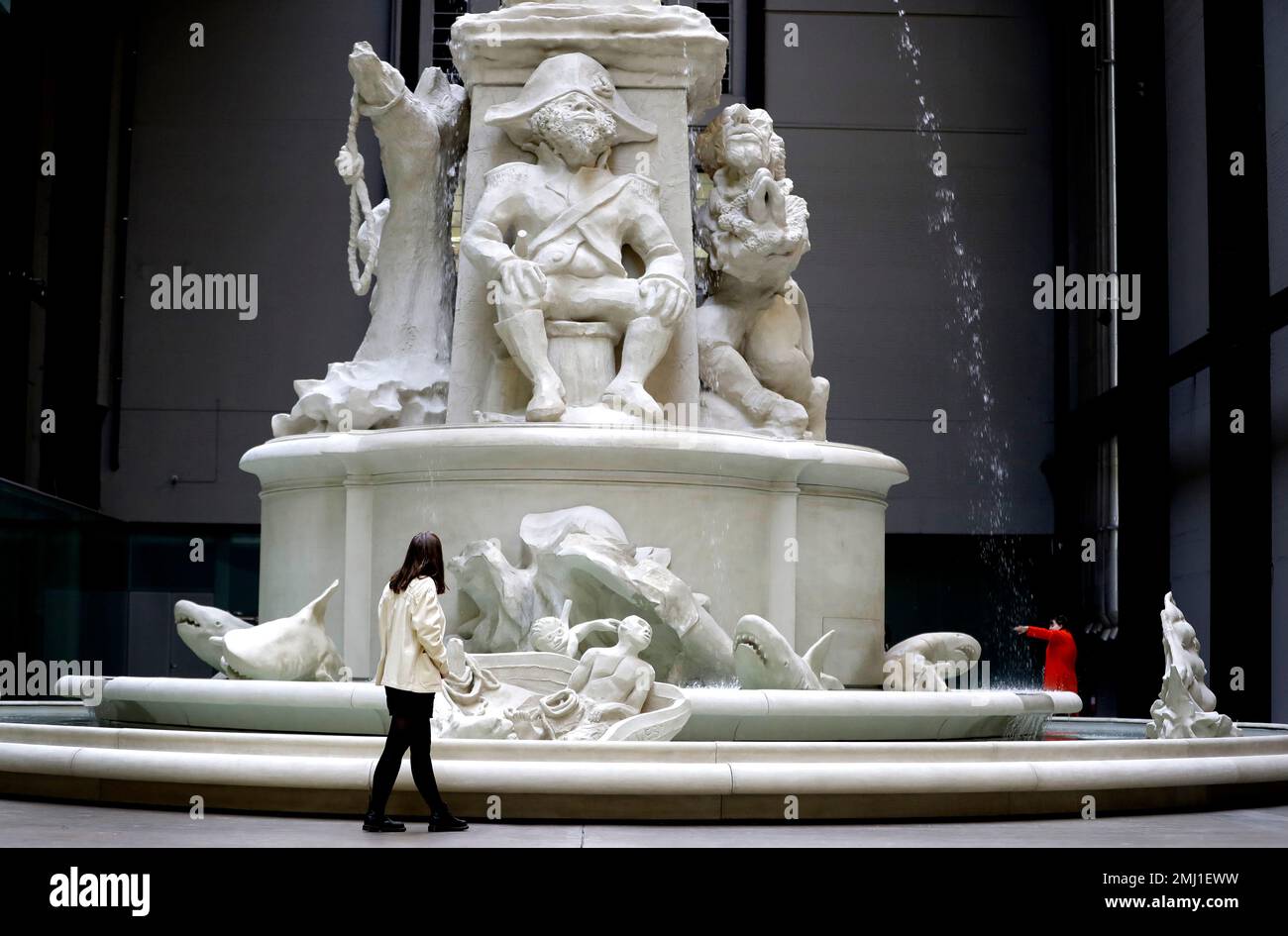 Visitor look at the base of a 13 metre high fountain called 'Fons ...
