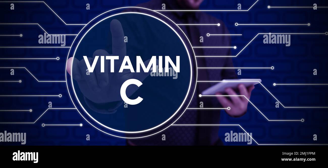 Text showing inspiration Vitamin C, Concept meaning it promotes healing ...