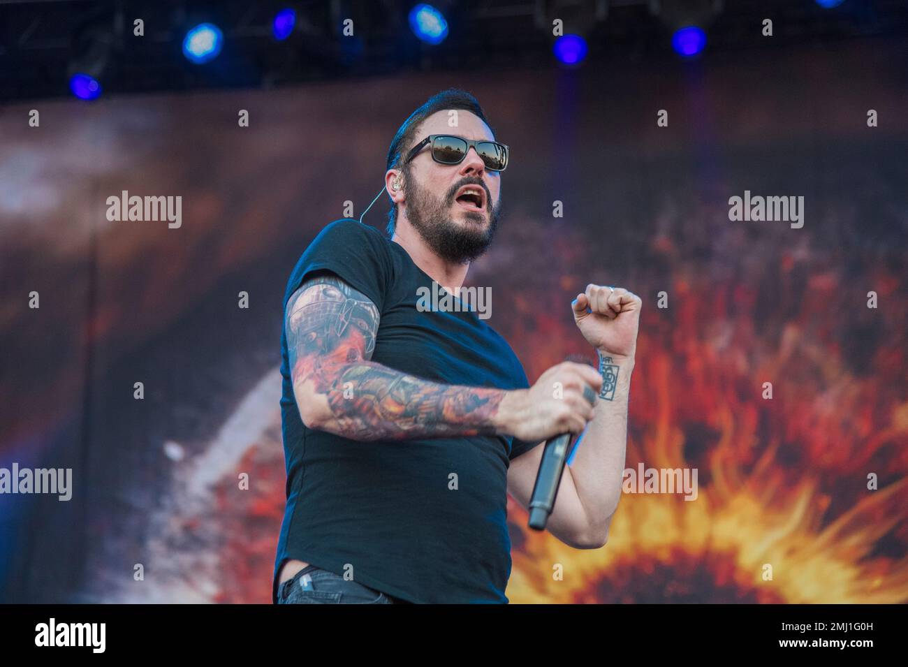 Benjamin Burnley of Breaking Benjamin performs during Louder Than Life ...