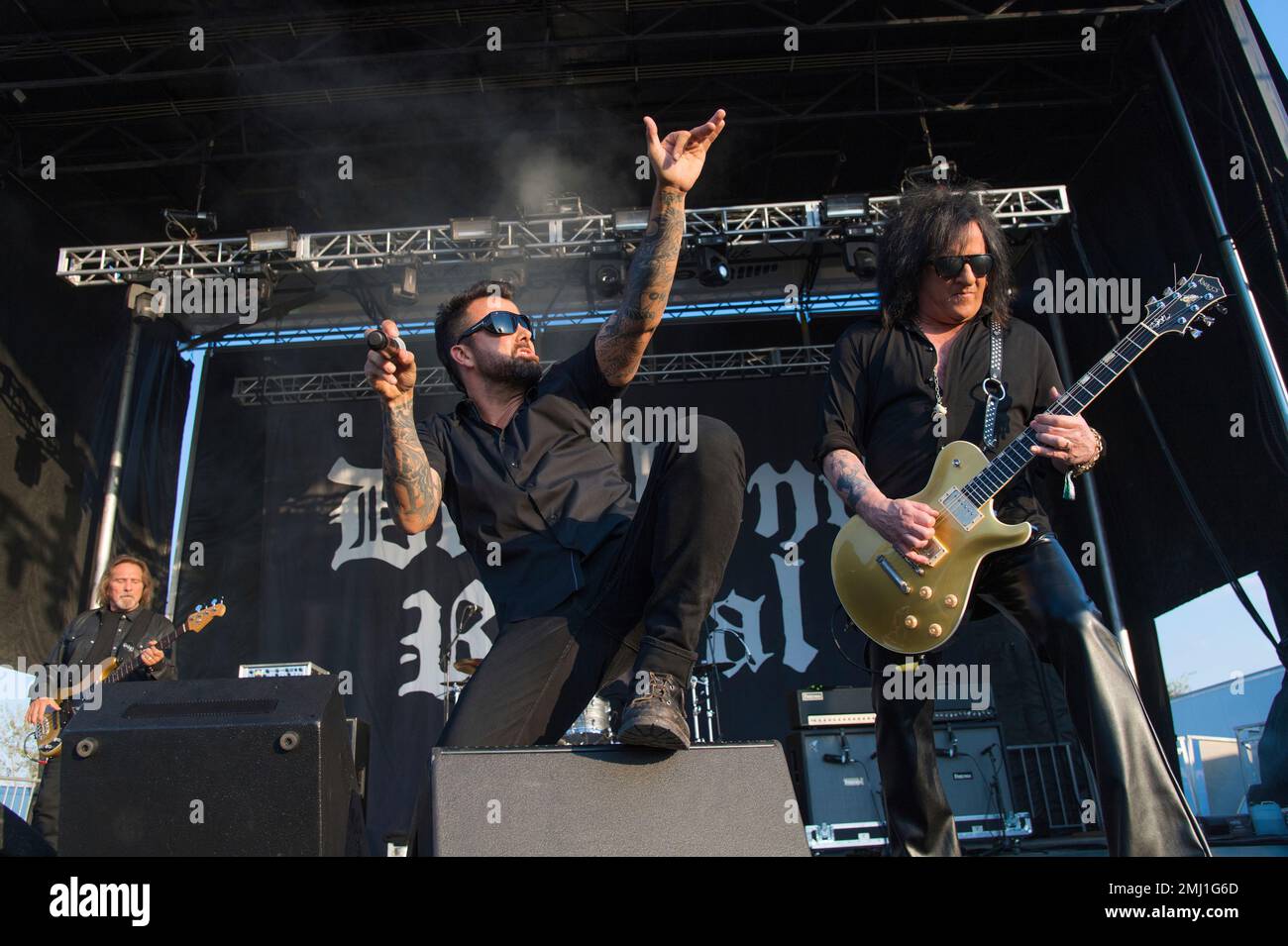 Franky Perez, left, and Steve Stevens of Deadland Ritual perform during ...