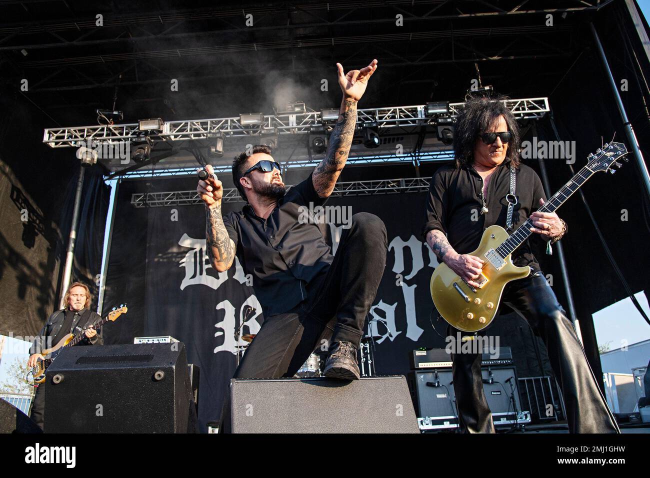 Franky Perez, left, and Steve Stevens, of Deadland Ritual, perform ...