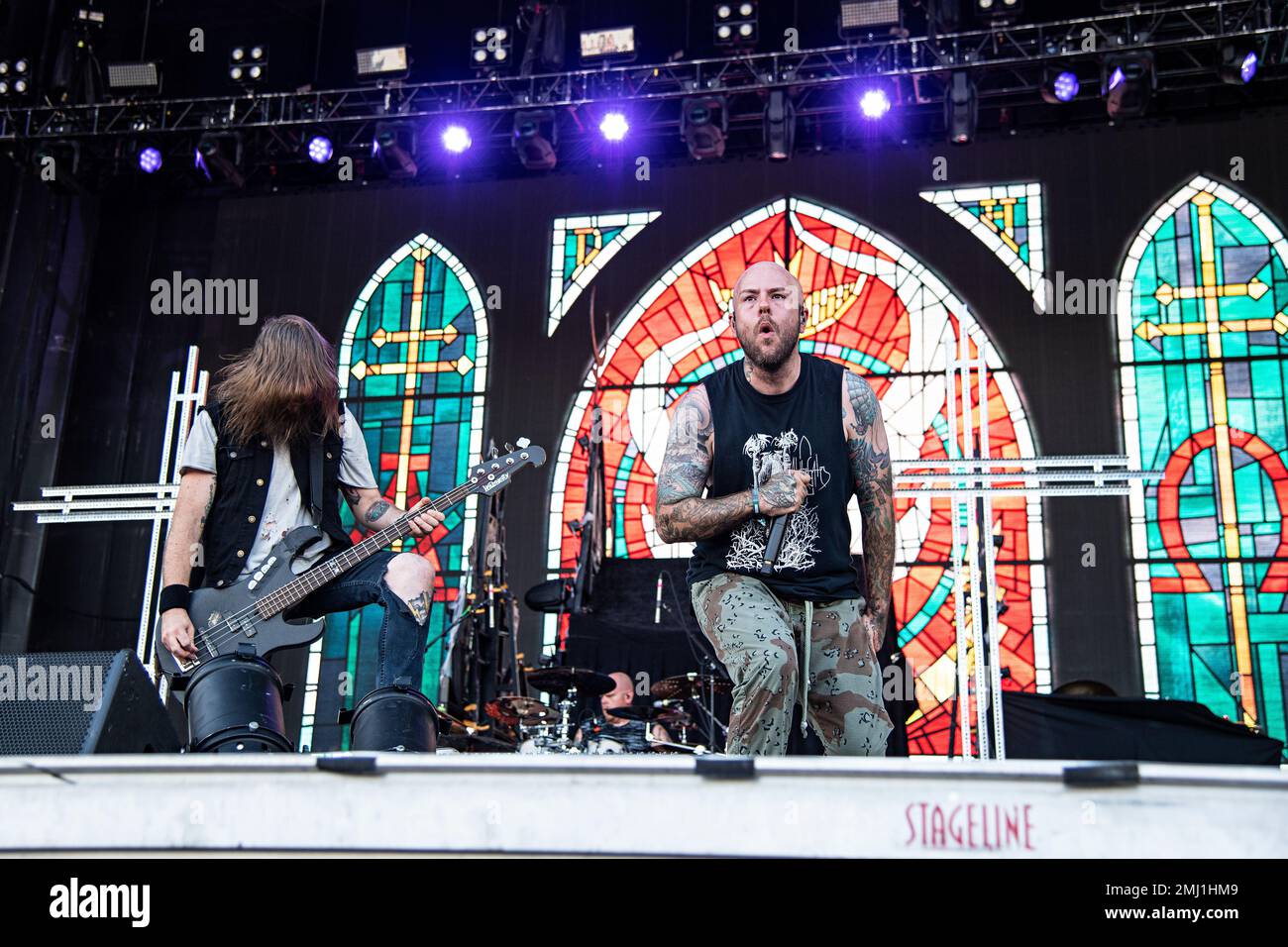 Jon Dunn, left, and Ryan Clark of Demon Hunter perform during Louder ...