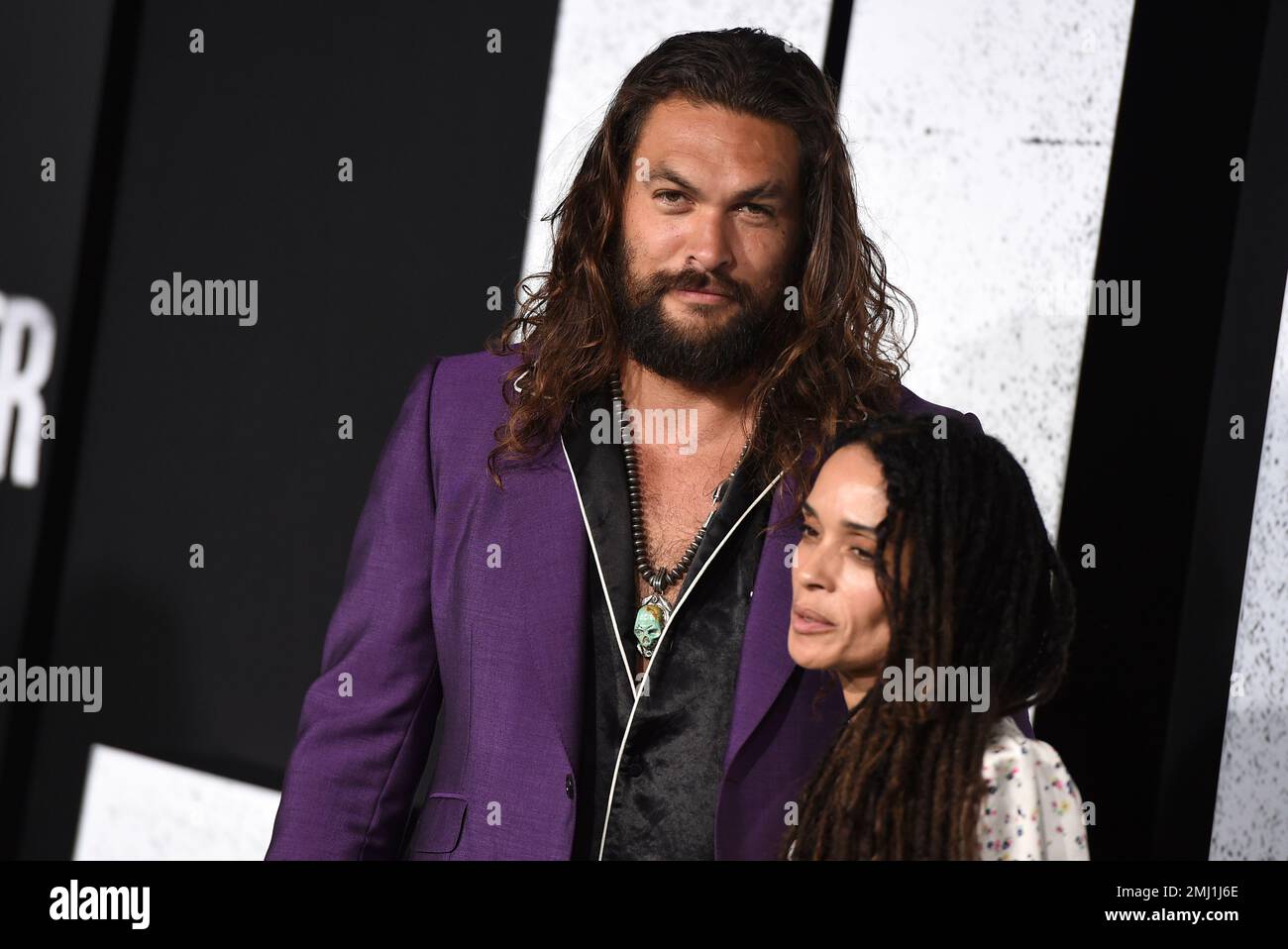 Jason Momoa, left, and Lisa Bonet arrive at the Los Angeles premiere of ...