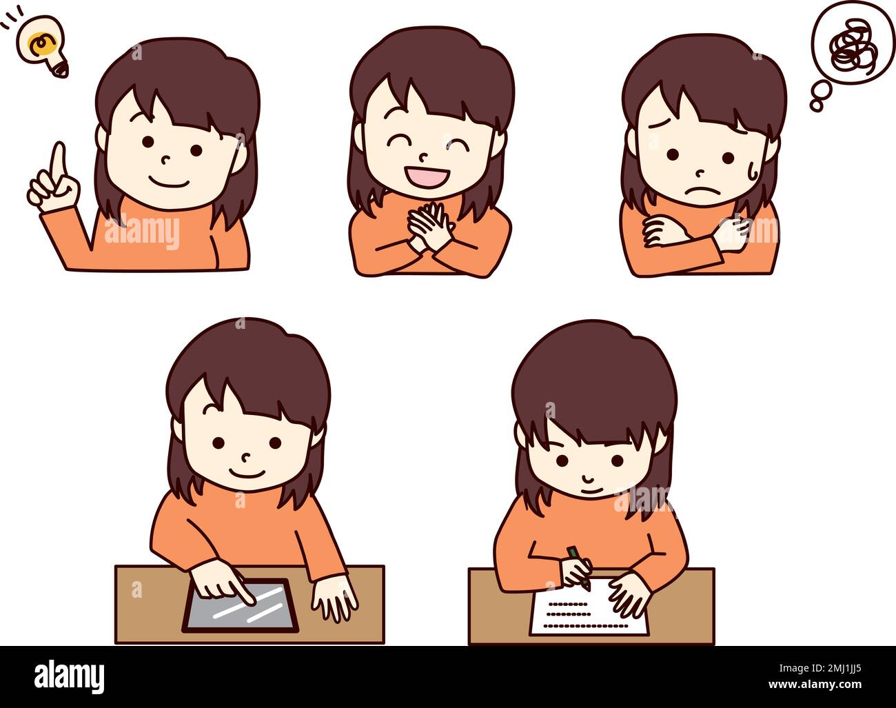 Japanese students writing Stock Vector Images - Alamy