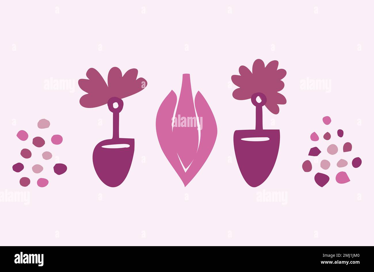 Quirky vector botanical plant set. Whimsical collection of flower ...