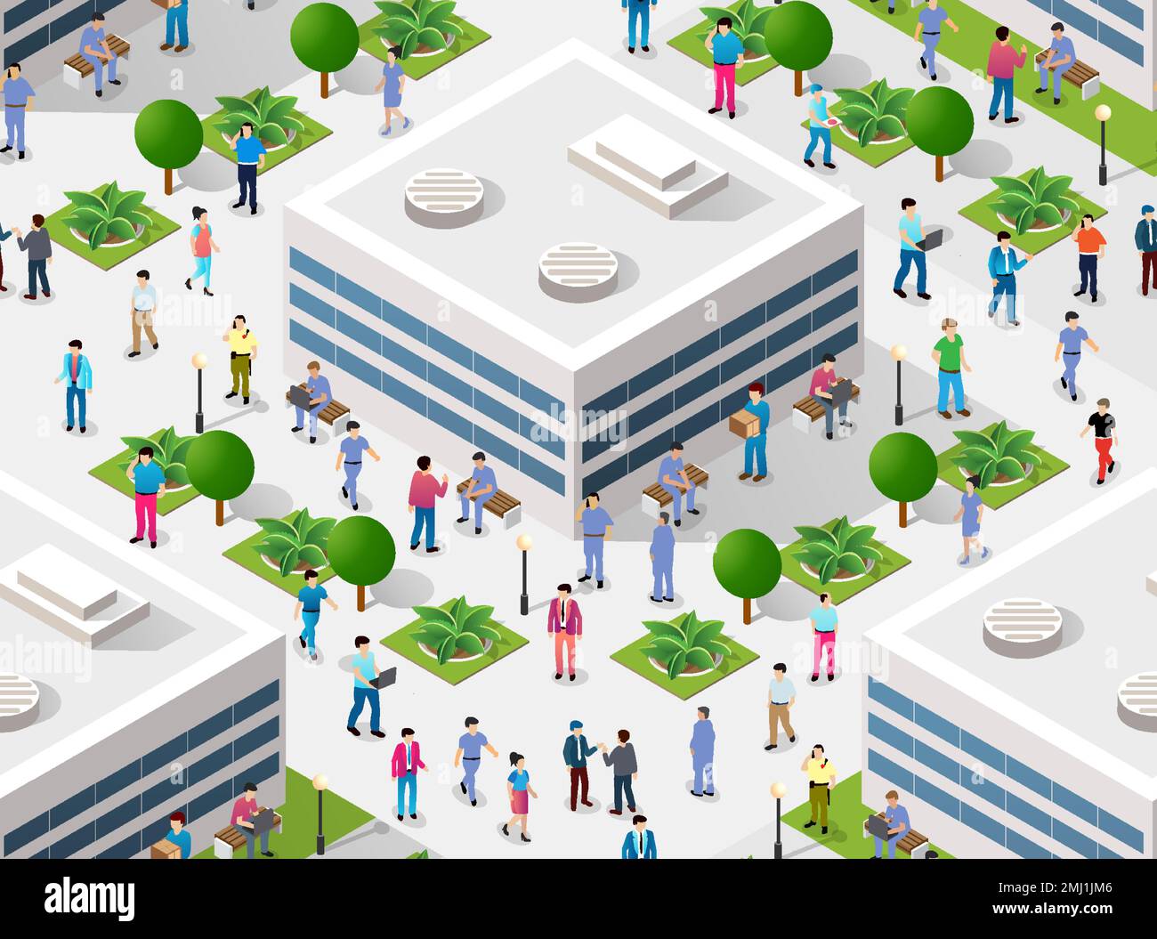 Seamless repeating pattern city isometric architecture business concept ...