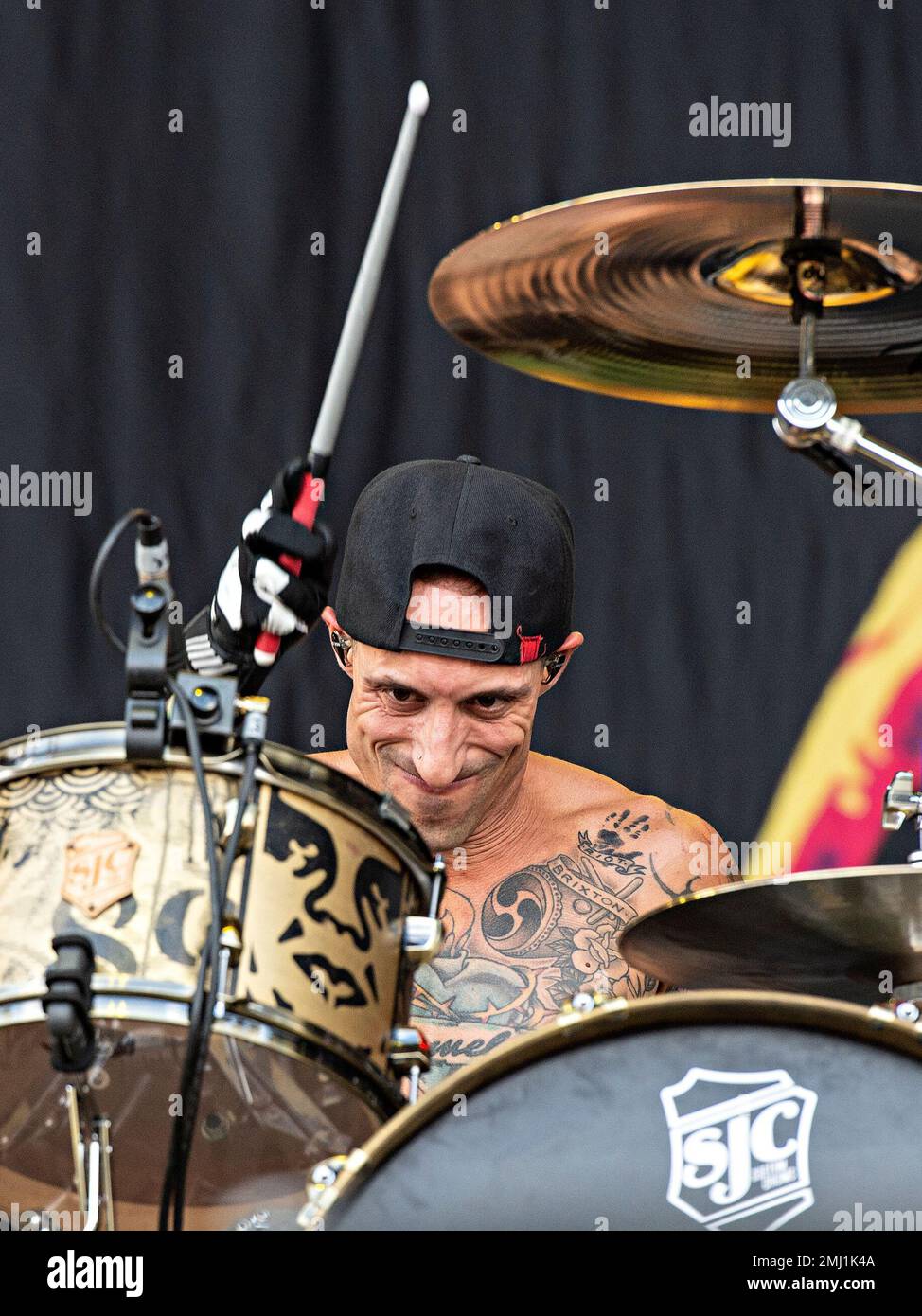 Frank Zummo of Sum 41 performs during Louder Than Life at Highland ...