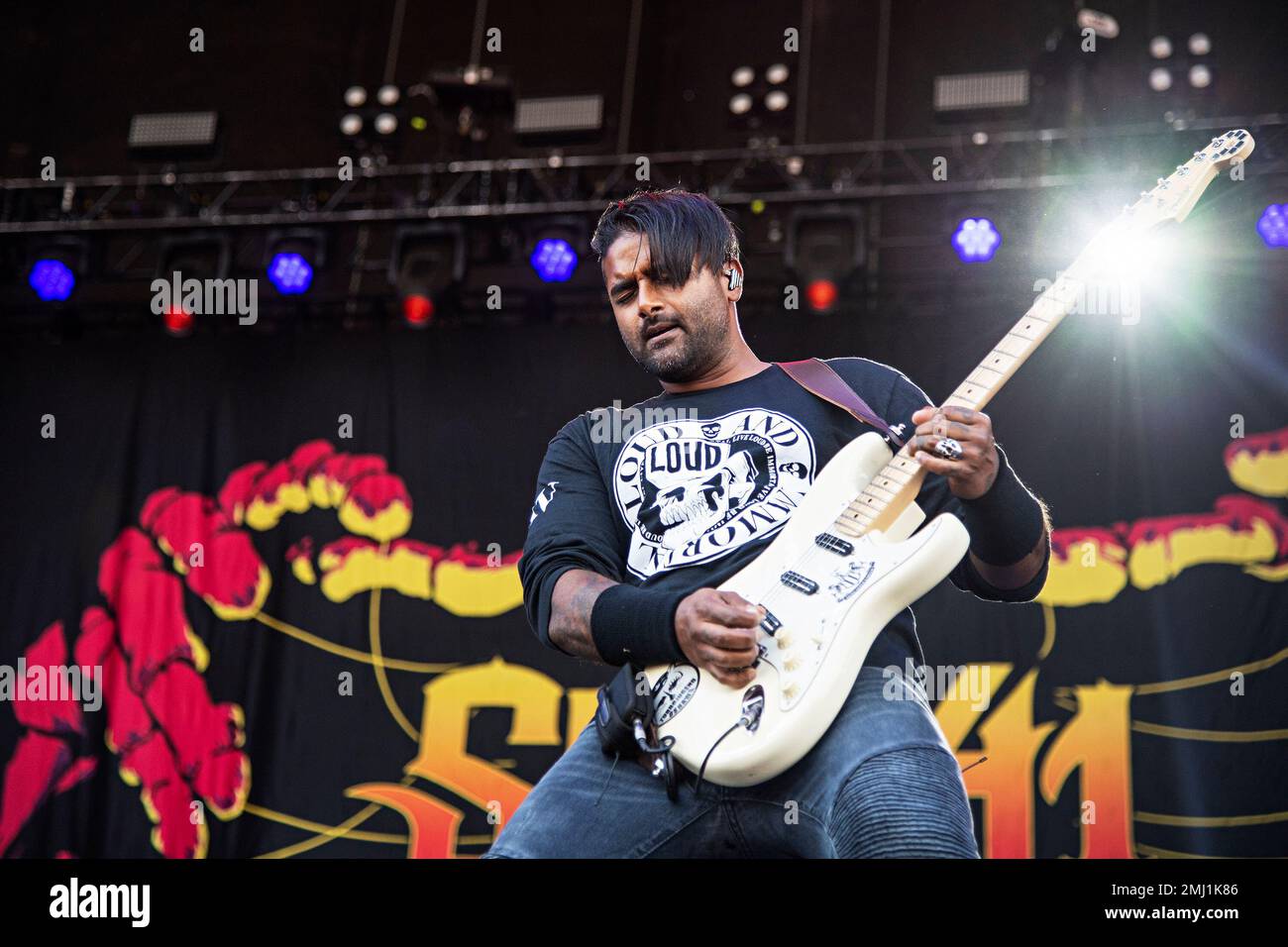 Dave Baksh of Sum 41 performs during Louder Than Life at Highland ...