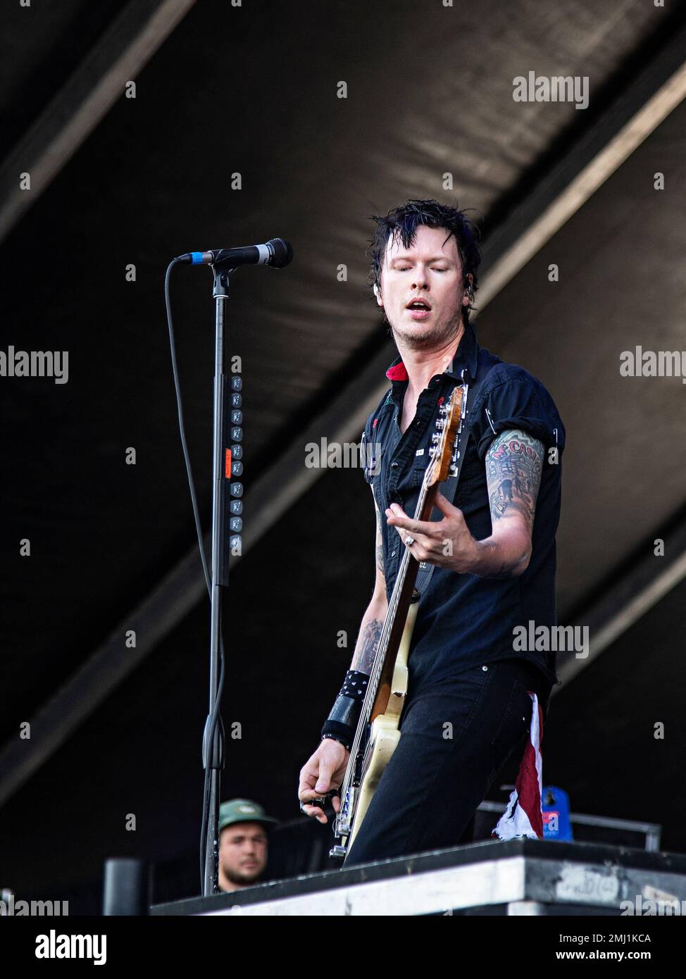 Jason McCaslin of Sum 41 performs during Louder Than Life at Highland ...