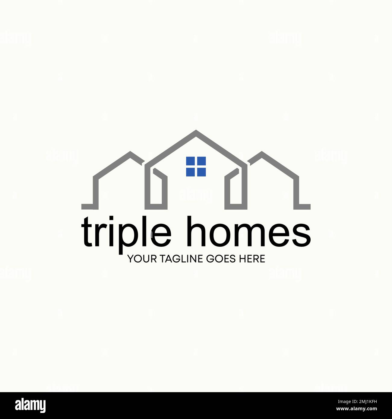 Simple and unique shape line triple house homes image graphic icon logo ...