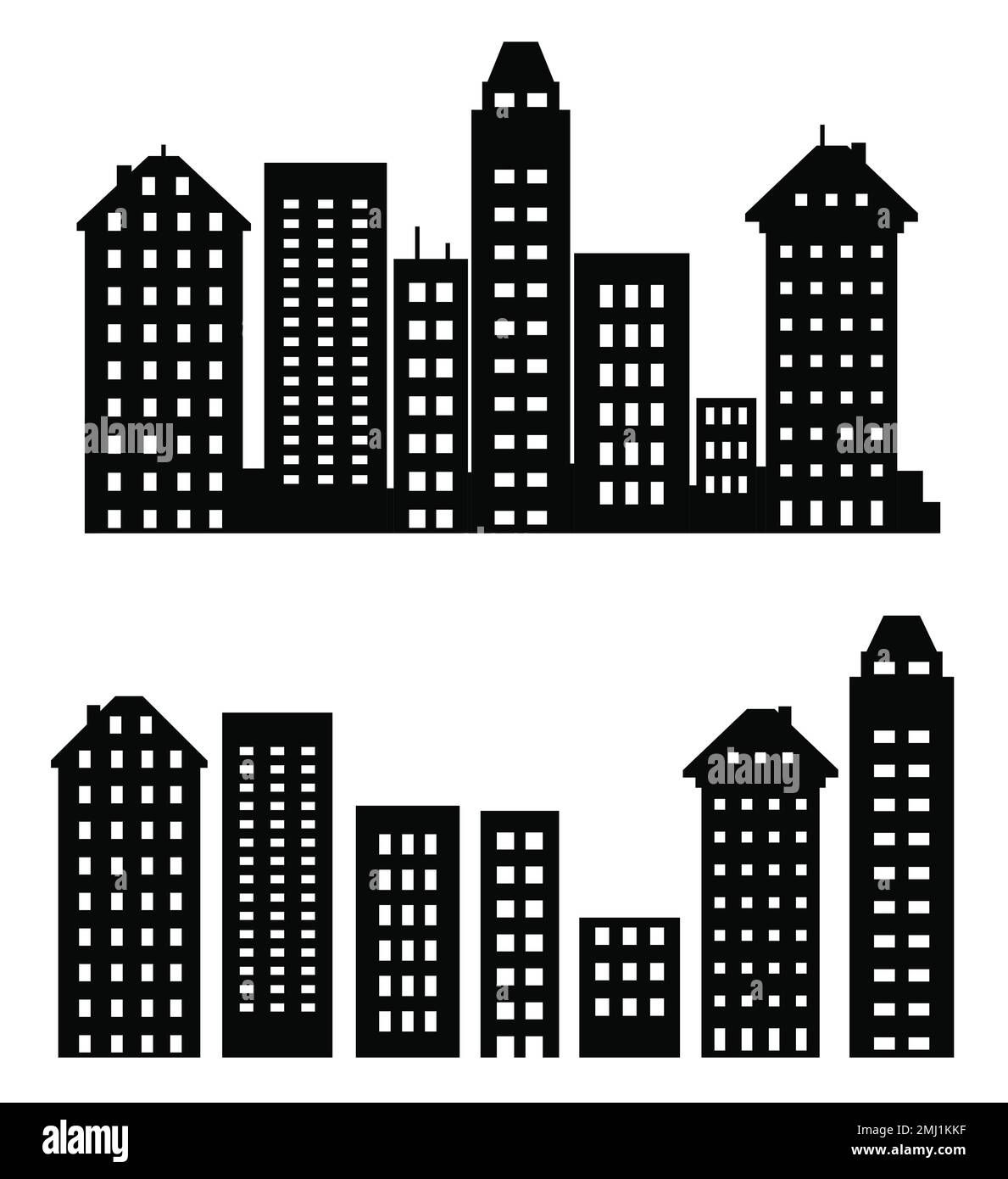 City buildings silhouette different construction vector set ...