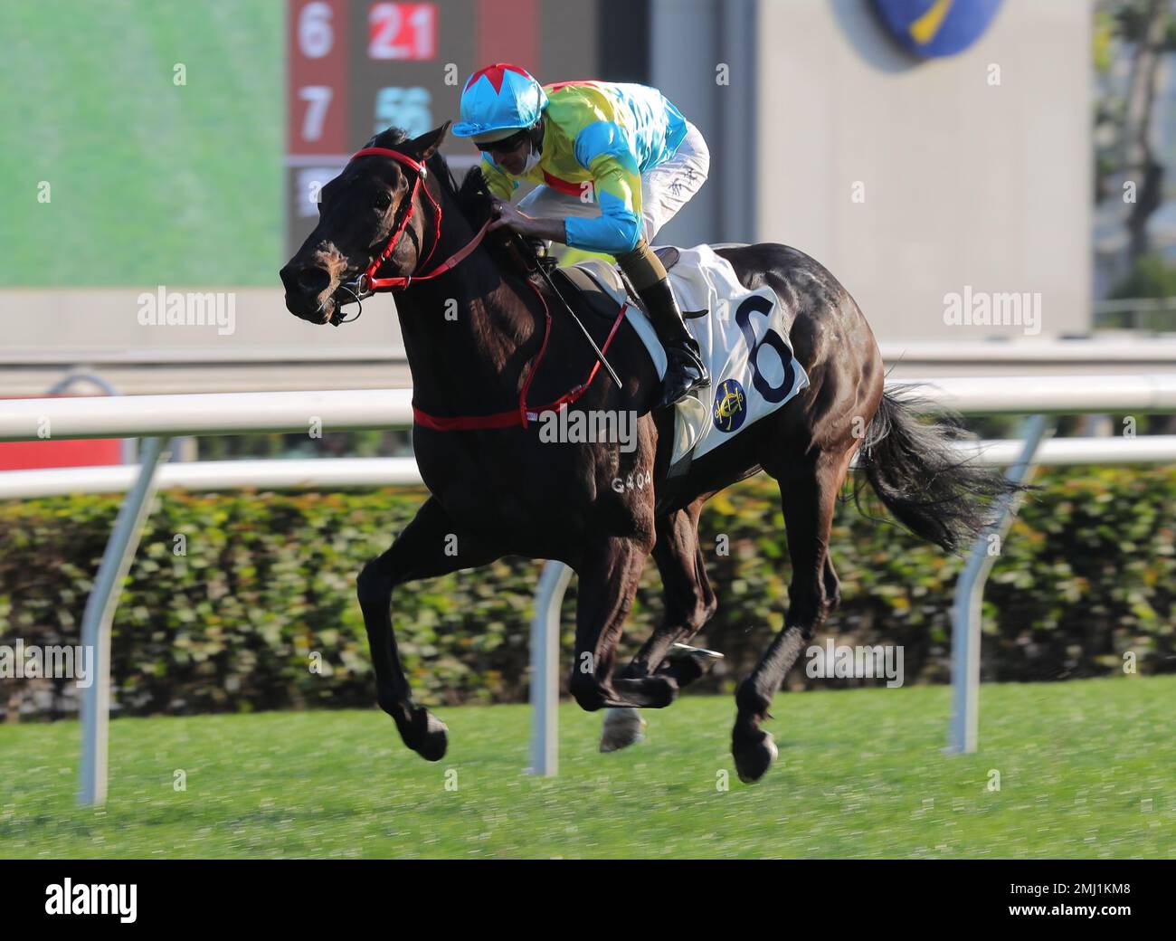 Race 9, VICTOR THE WINNER(6), ridden by Hugh Bowman, won the class 3 ...