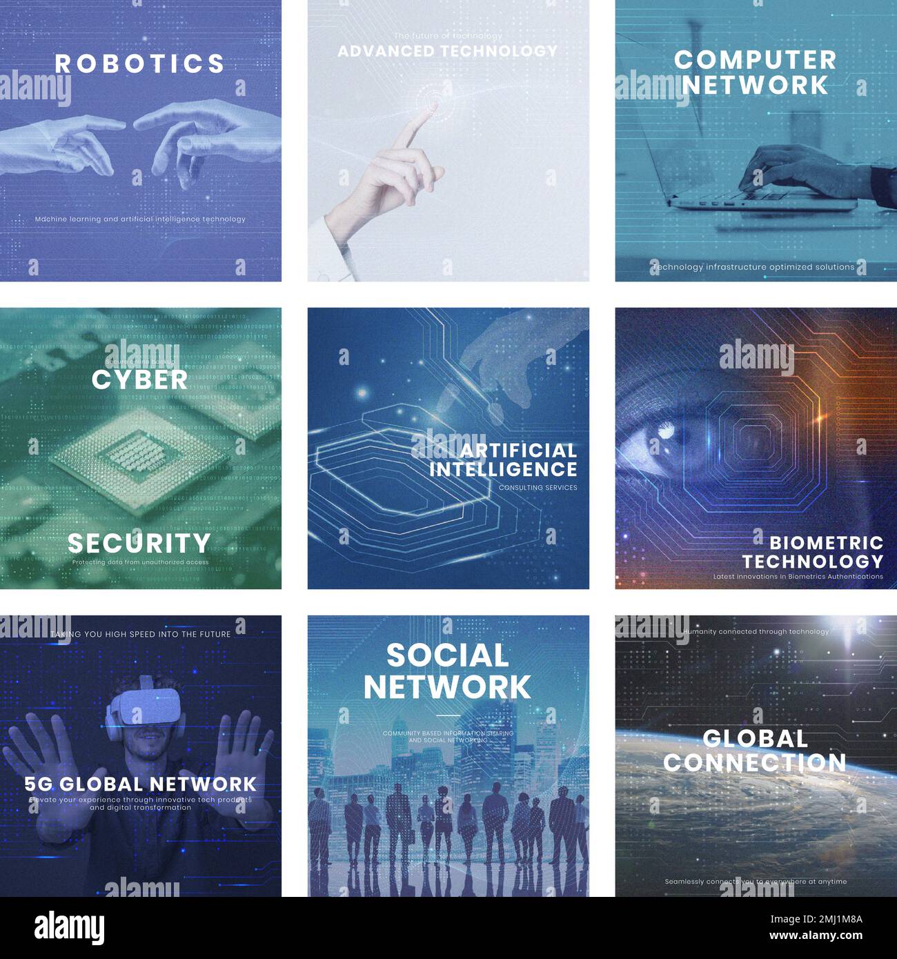 Technology business innovation template vector futuristic social media ...