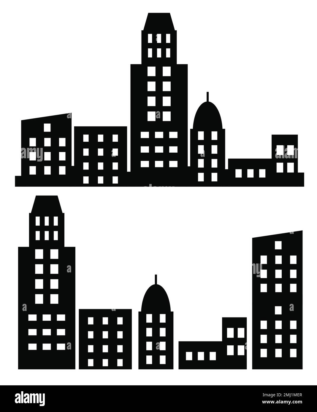 City buildings silhouette different construction vector set ...