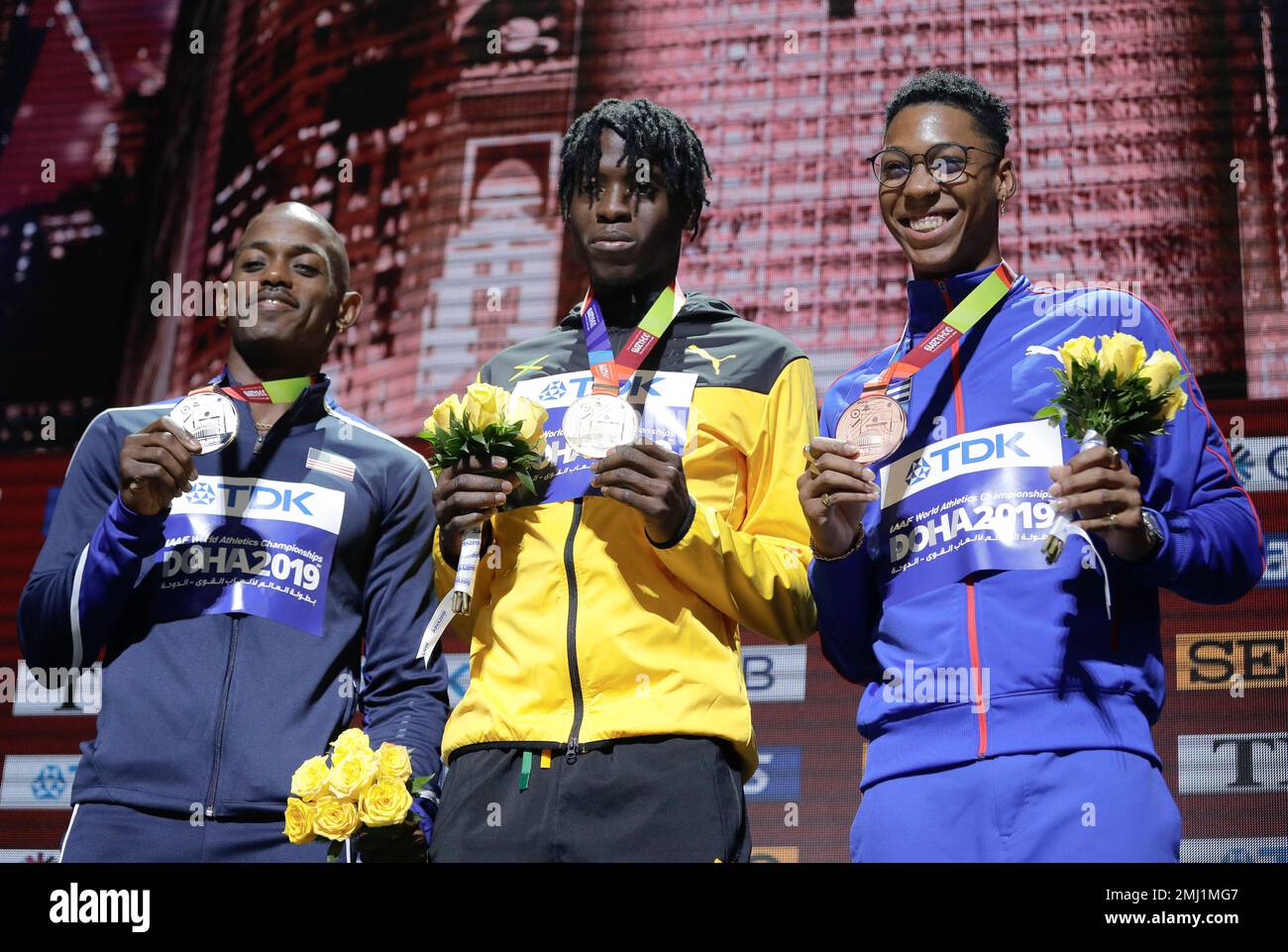 Tajay Gayle of Jamaica, gold, Jeff Henderson of the United States ...
