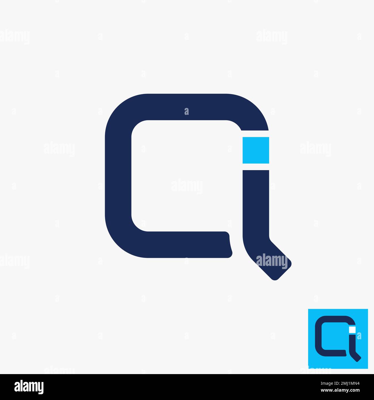 Simple and unique letter or word Q font in creative rectangle square ...