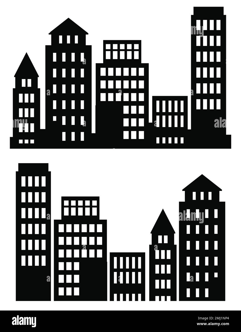 City buildings silhouette different construction vector set ...