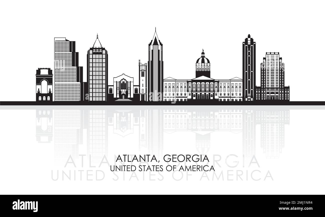 Silhouette Skyline panorama of Atlanta, Georgia, United States - vector ...