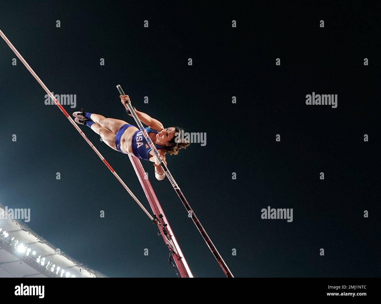 Jennifer Suhr, of the United States, competes at the World Athletics ...