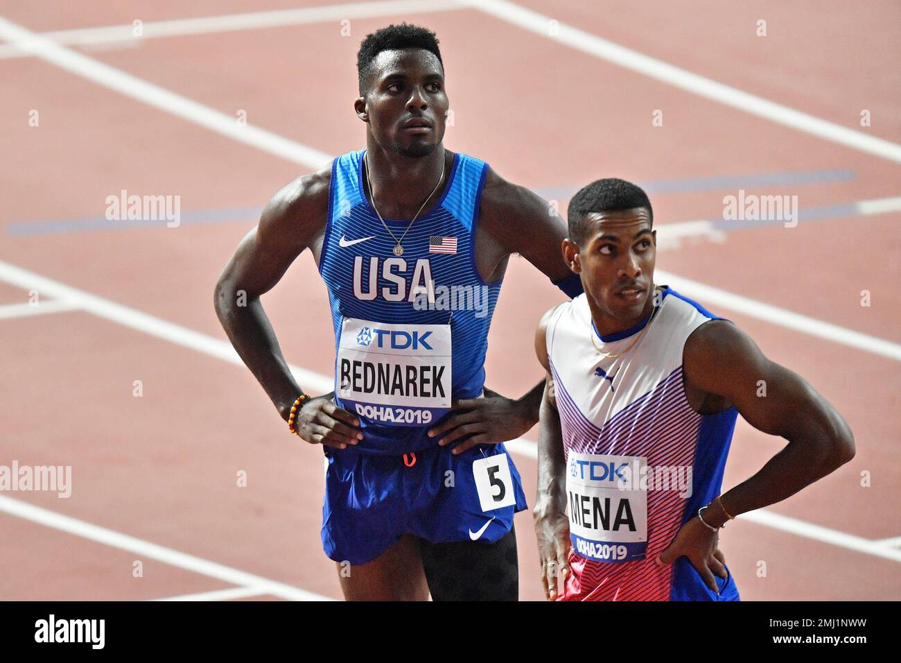 Kenneth Bednarek, of the United States, left, and Reynier Mena, of Cuba ...